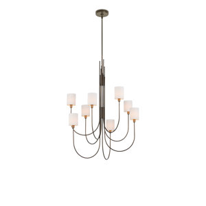 Jonathan Adler Ventana 12 - Light Shaded Tiered Chandelier with Wood ...