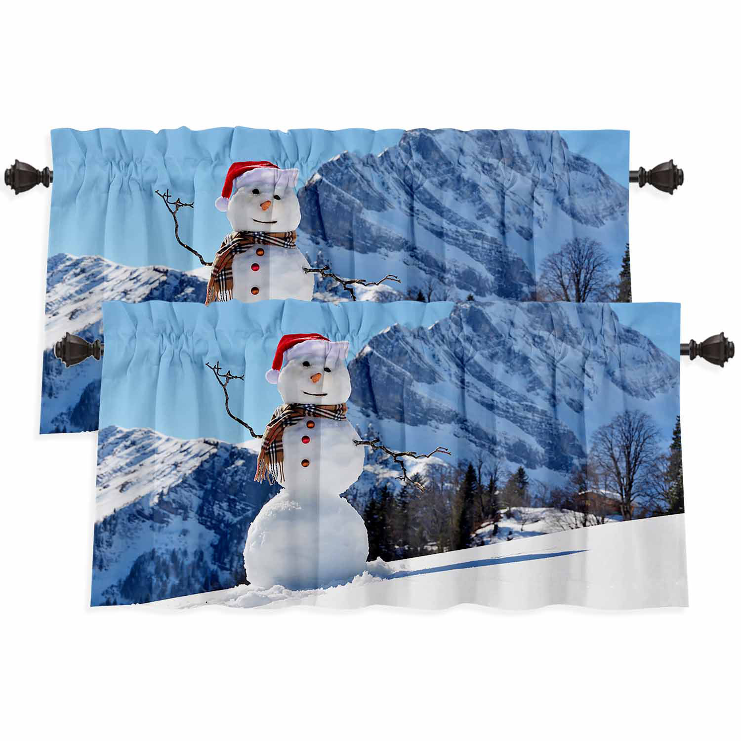 The Holiday Aisle® Red 52"W Snowman Christmas Mountain Swiss Window ...