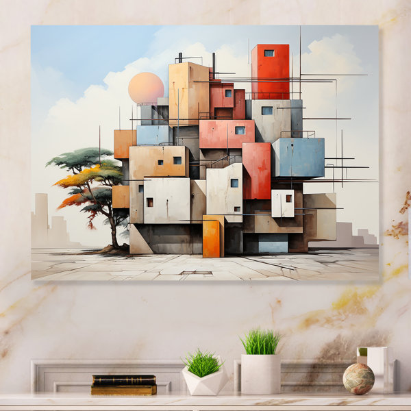 Wrought Studio " Colorful Cubic City De Stijil " | Wayfair