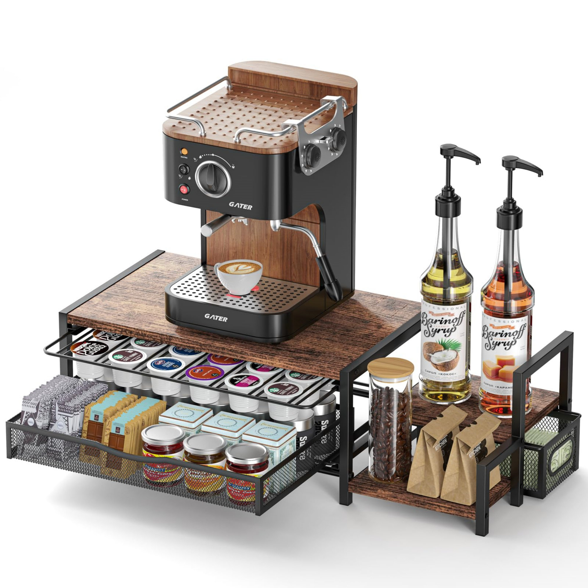 KIR.DP Cup Holder, 2-Tier Coffee Pod Holder For 60 Pods, K Cup Drawer ...