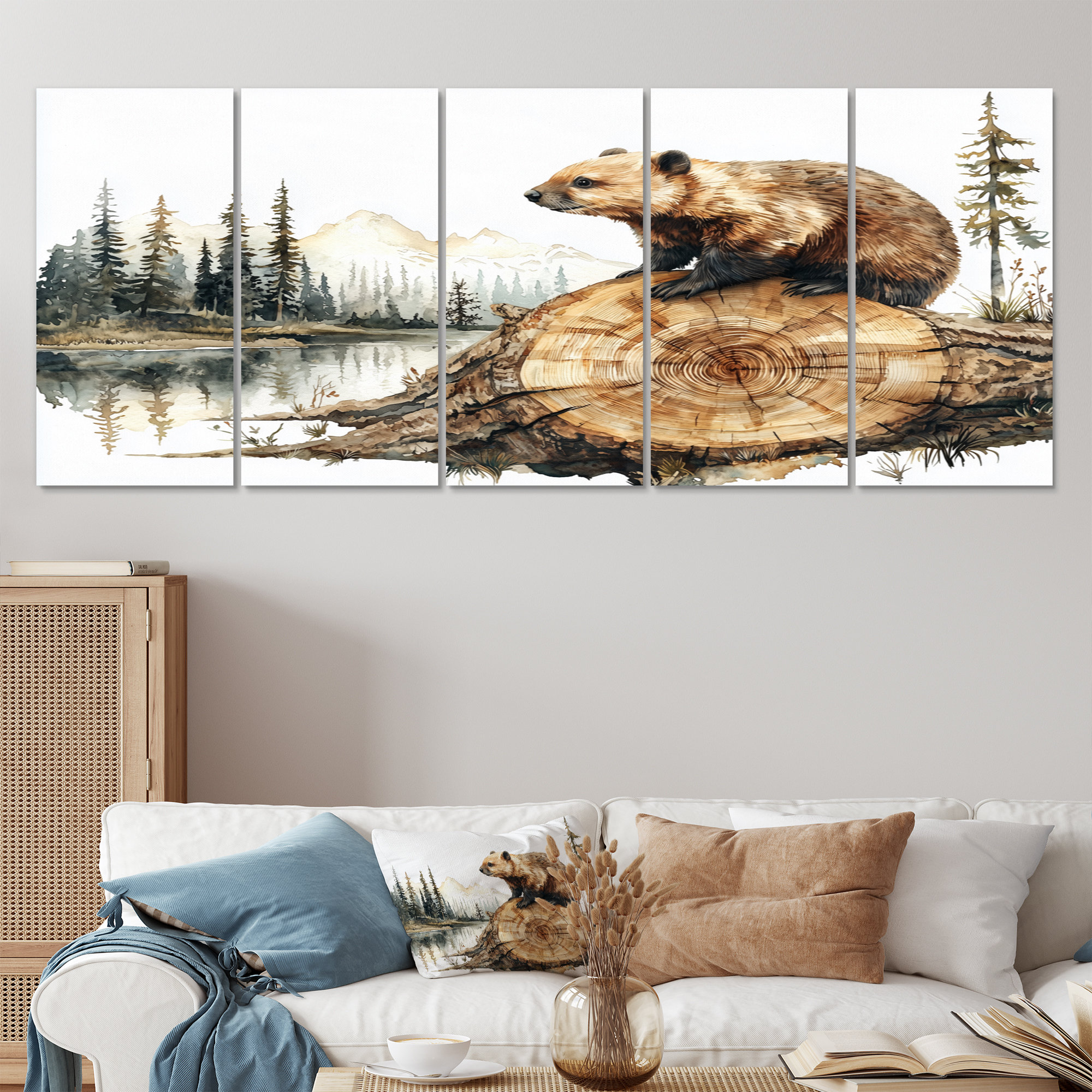 Loon Peak® Beaver Dam Lake In Wood Slide II - Beaver Wall Art - Modern ...