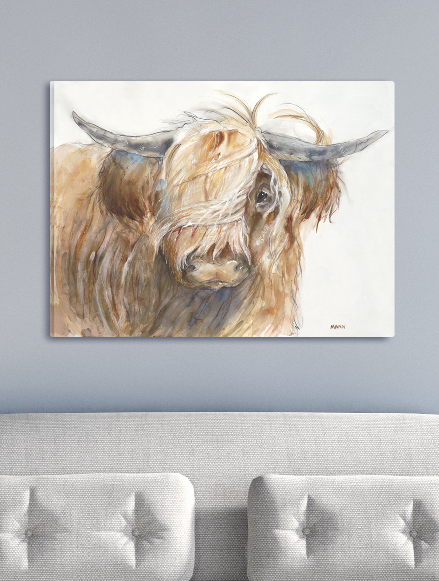 Gracie Oaks 'Brown Horned Bull with Wind Swept Long Hair' - Graphic Art ...