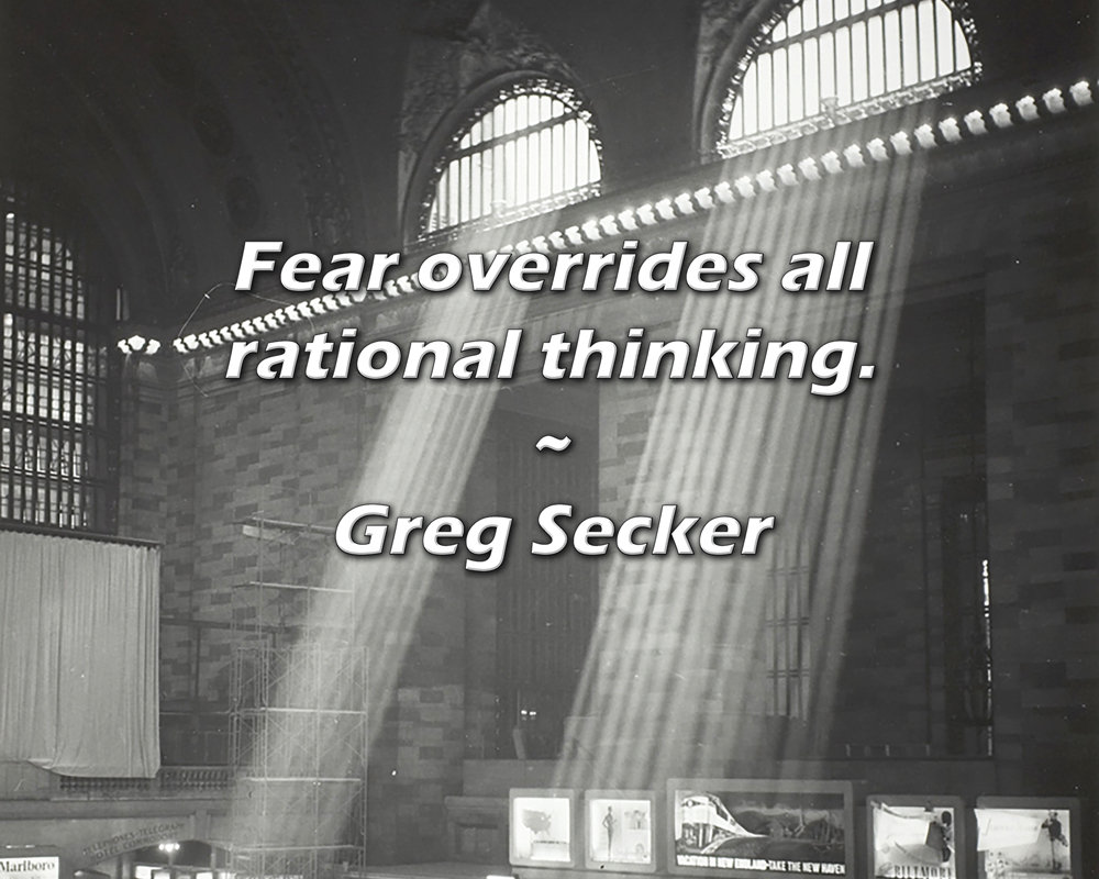 Ivy Bronx Greg Secker Quote: Fear overrides all rational thinking ...