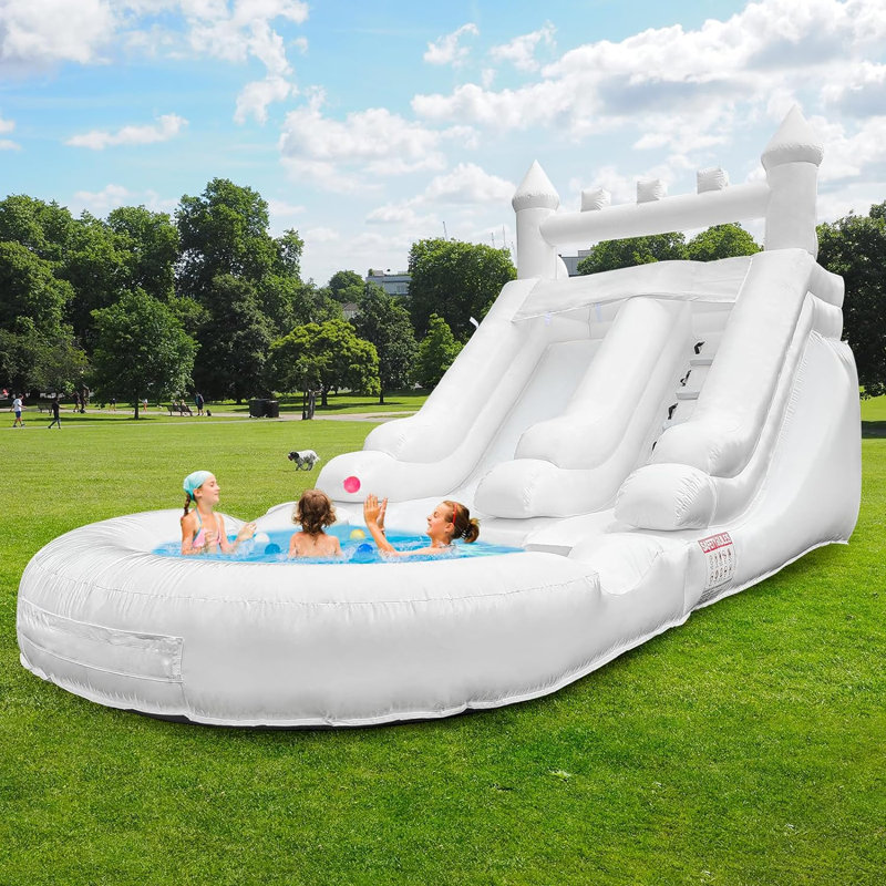 Connsann 13' x 21' Commercial Grade White Water Slide with Splash Pool ...