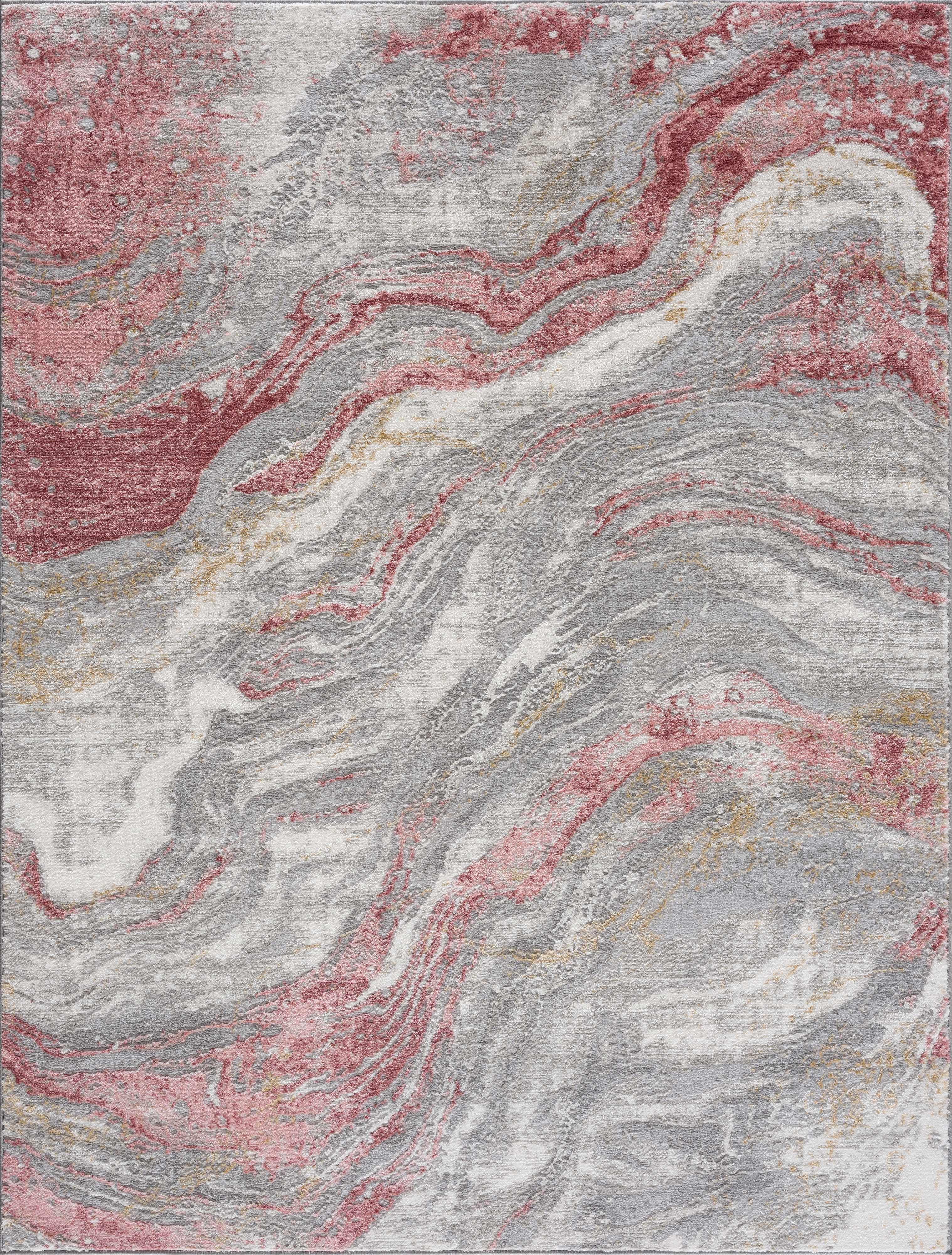 Wrought Studio™ Catalaya Abstract Design Modern Pink/Beige Area Rug ...