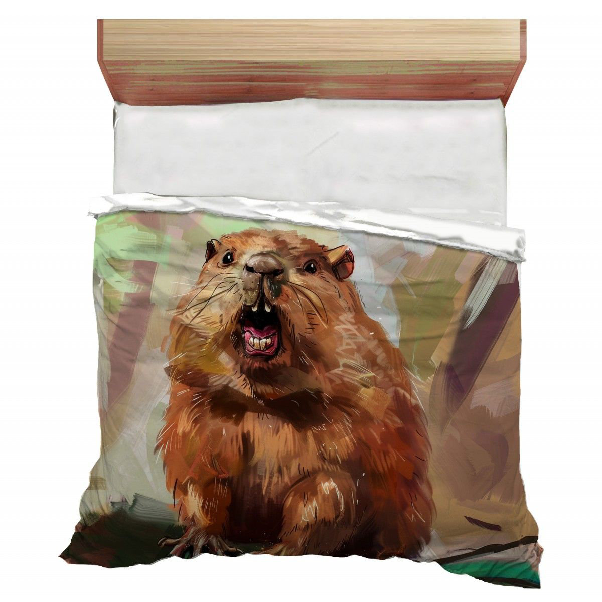 VisionDecor Beaver Bedding Illustration Comforter Expressive 13231 ...