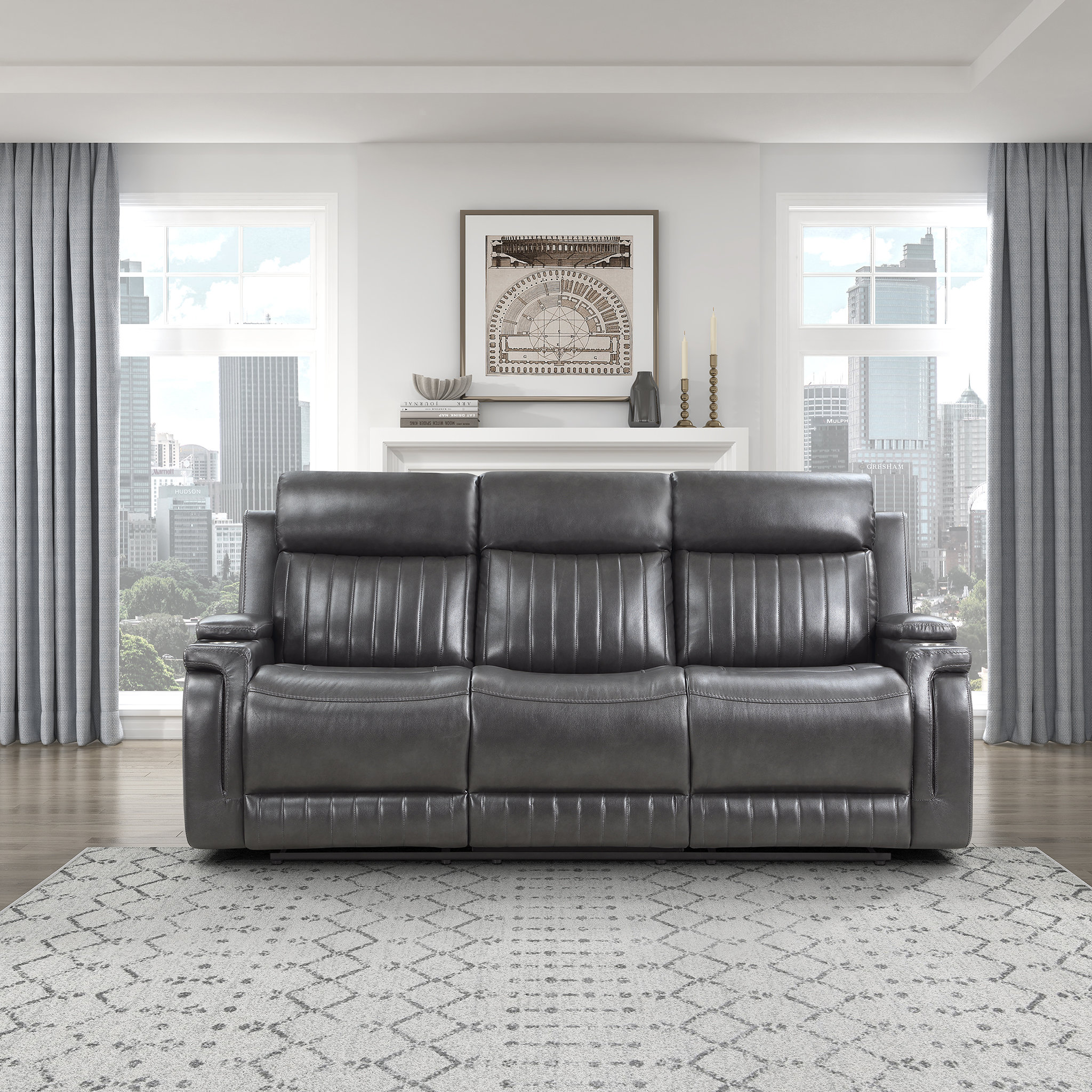 Red Barrel Studio® Winfree 82'' Faux Leather Manual Double Reclining ...