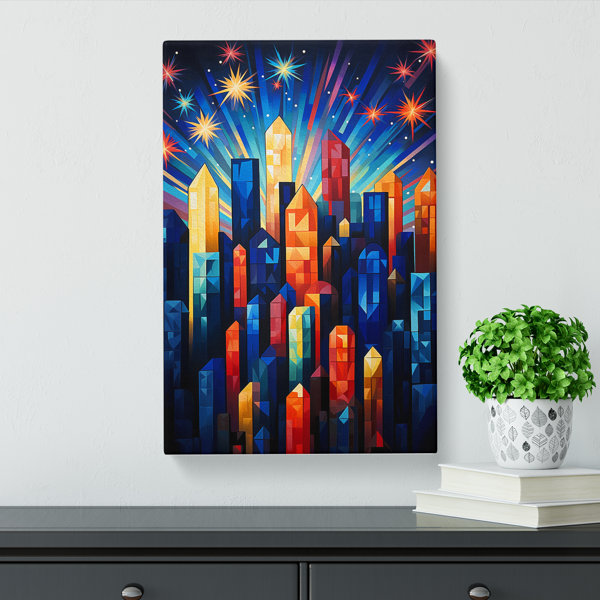 17 Stories Fireworks Cubism - Wrapped Canvas Art Prints | Wayfair.co.uk