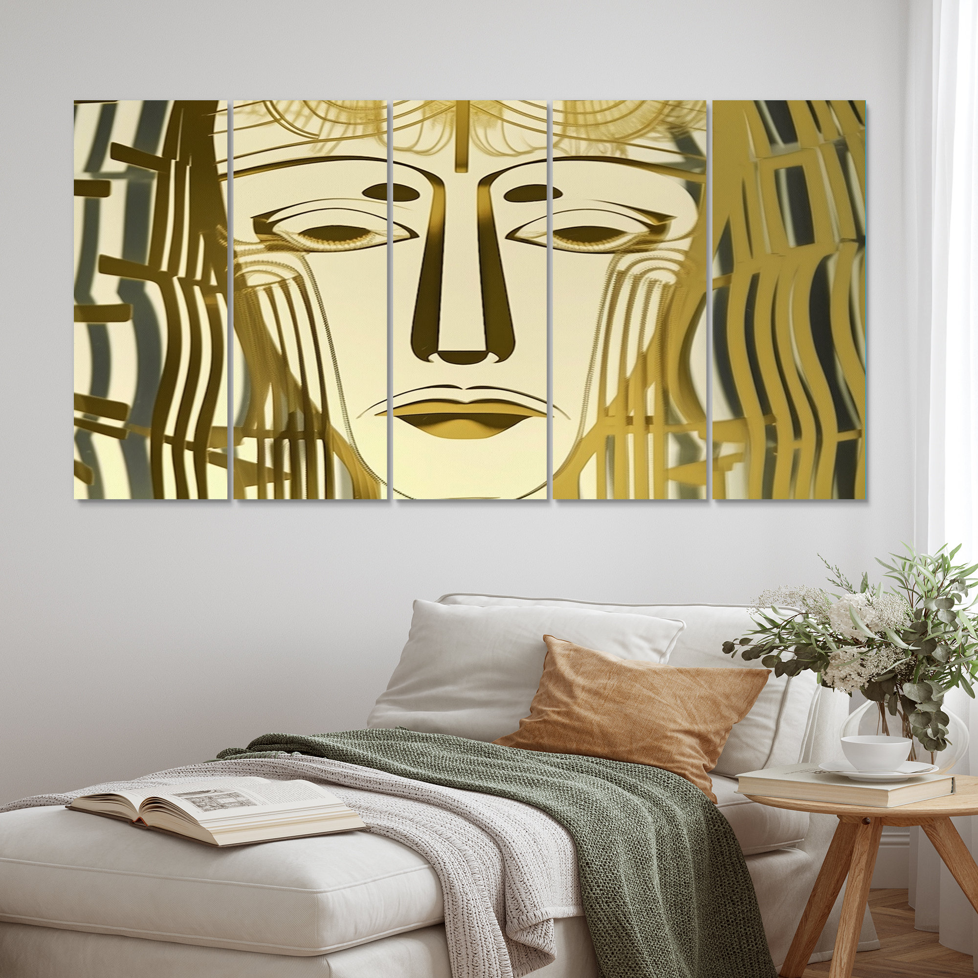 Everly Quinn Abstract Sci-Fi Portrait Young Man Geometric Gold - Wall ...