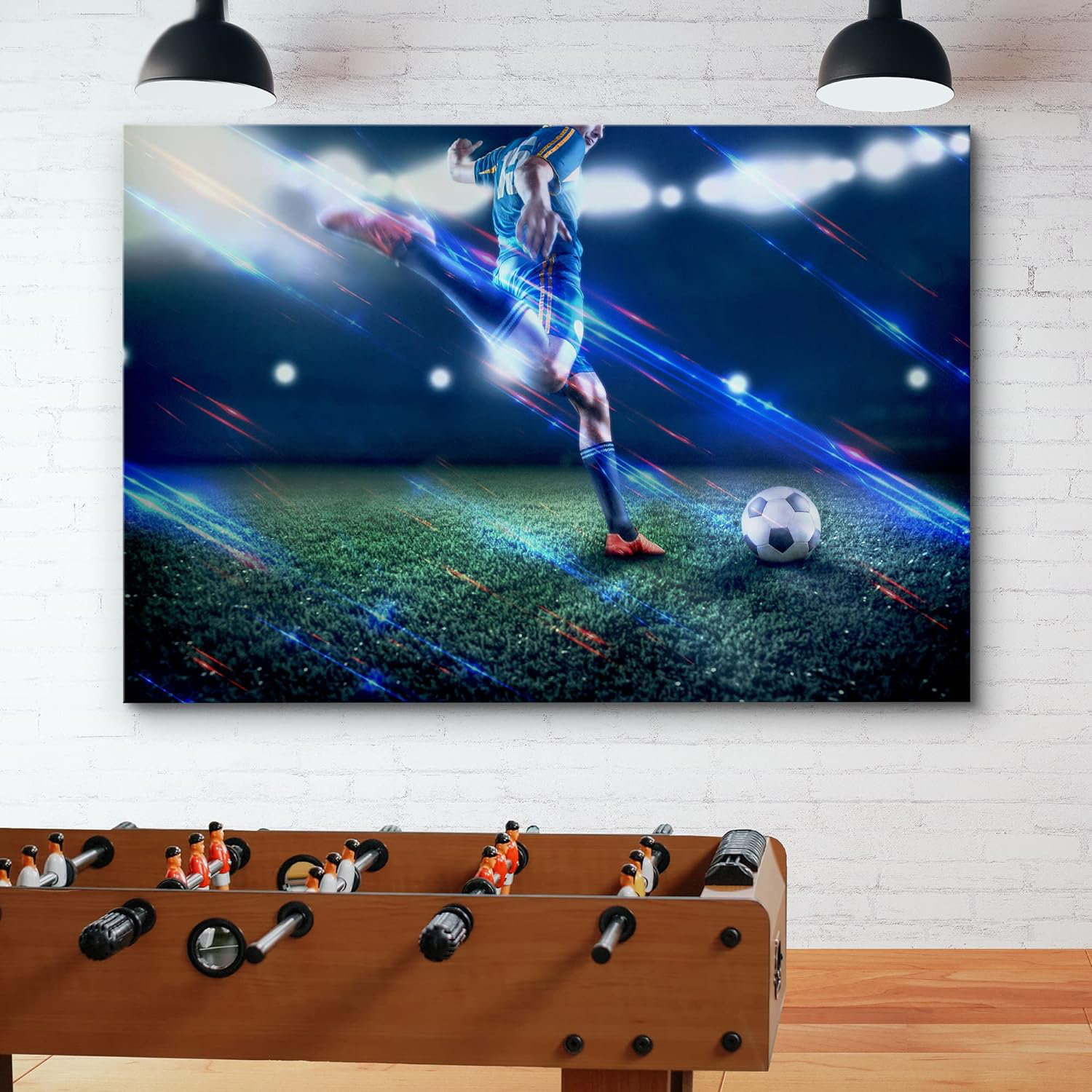 IDEA4WALL Neon Light Stadium Soccer Player Kicking Ball Athletes Sports ...