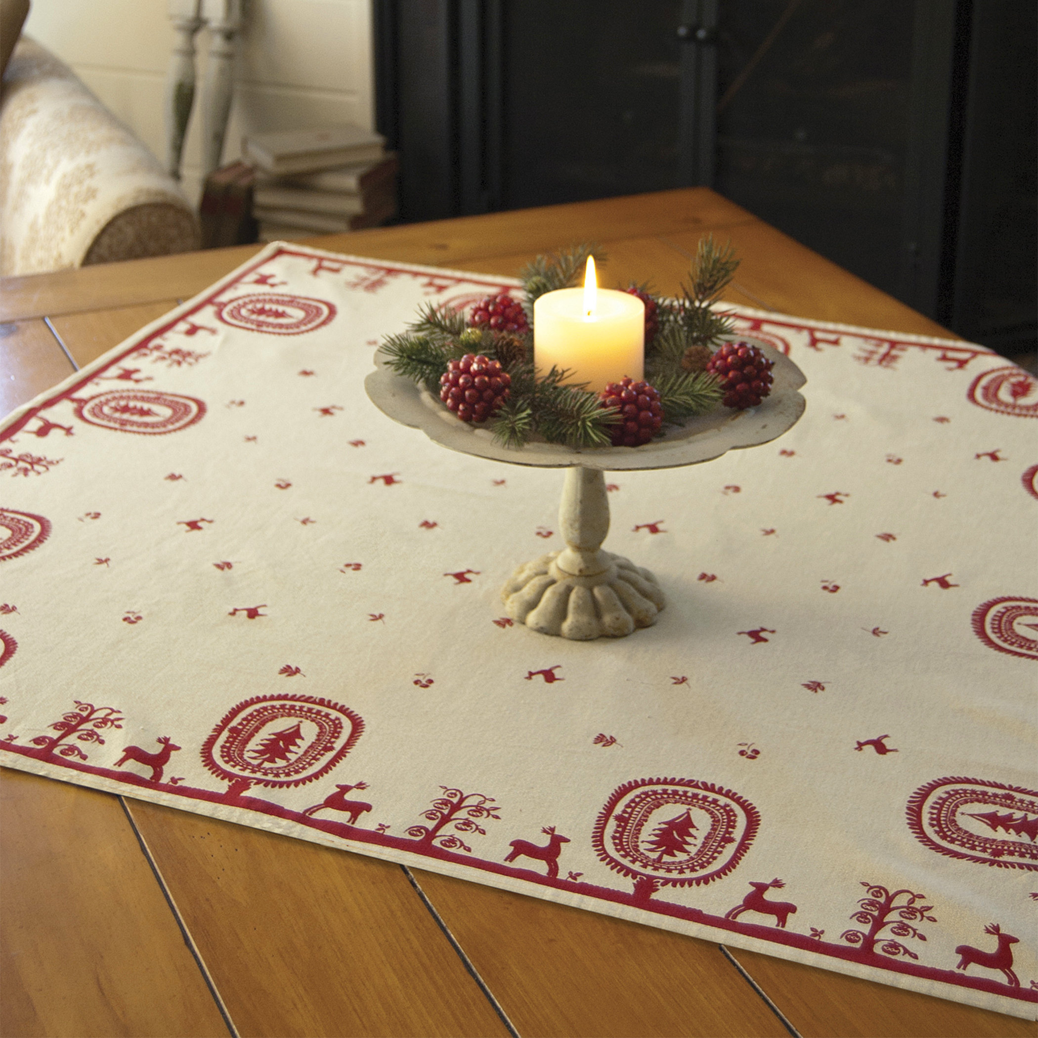 The Holiday Aisle® Indi Geometric 100% Cotton Square Table Topper | Wayfair