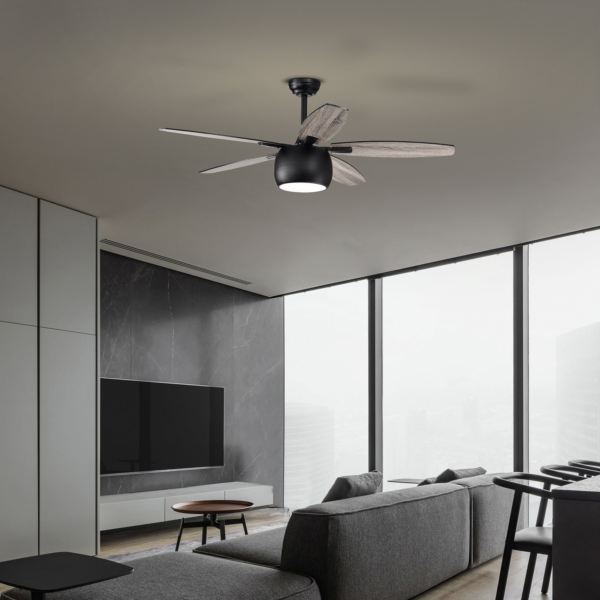 Ivy Bronx 52 In. Integrated Led Indoor Matte Black 5-blade Reversible ...