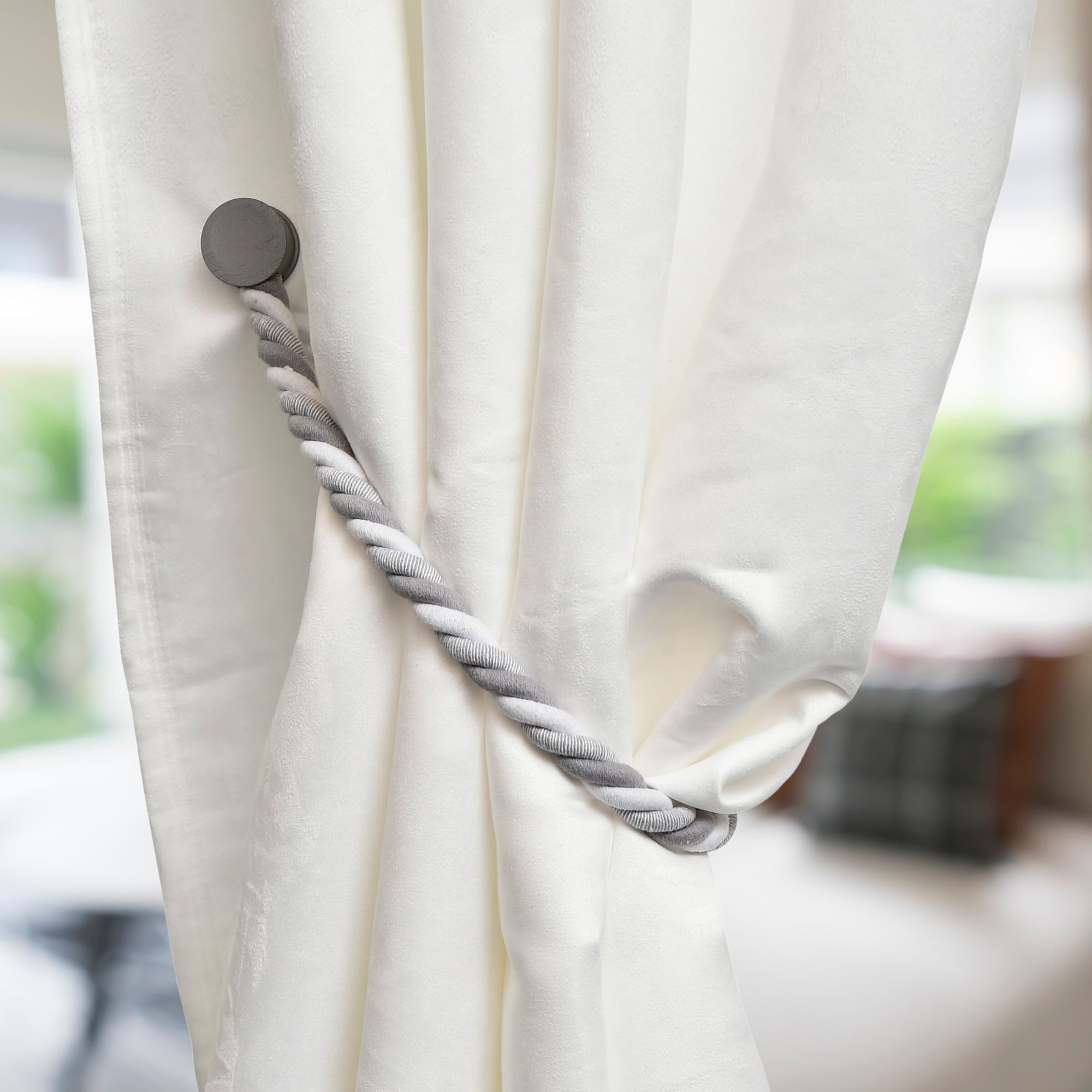 Evideco Savoia Magnetic Braided Cord Curtain Tieback – Durable Woven ...