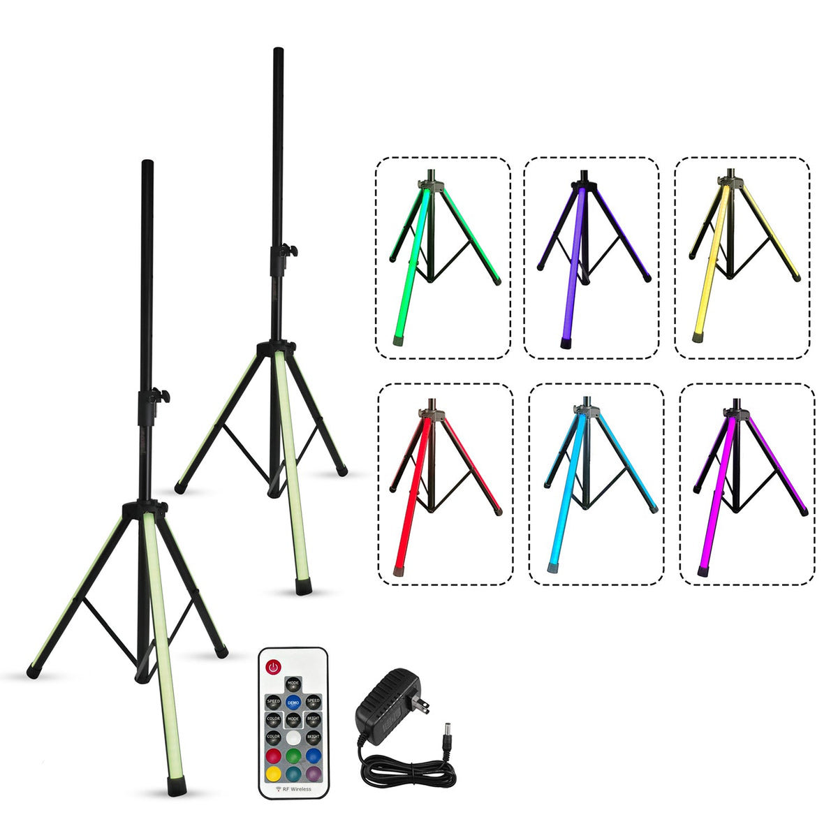 Arlmont & Co. Speaker Stand Tripod w RGB Lights Adjustable 72 Inch DJ ...