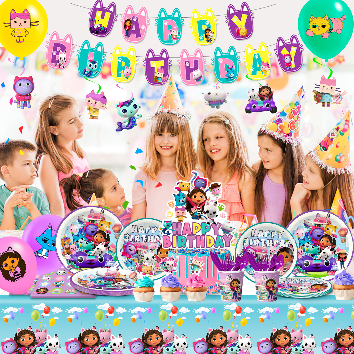 The Holiday Aisle® Cartoon Party Supplies,115pcs Cartoon Party ...