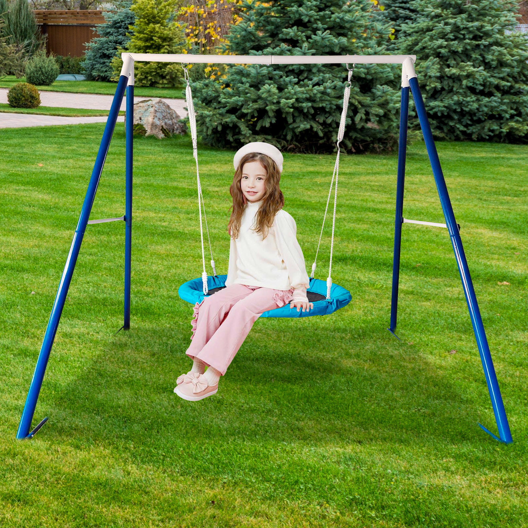 Vandia Swing Set,outdoor Swing,sturdy Metal Swing Stand With Saucer ...