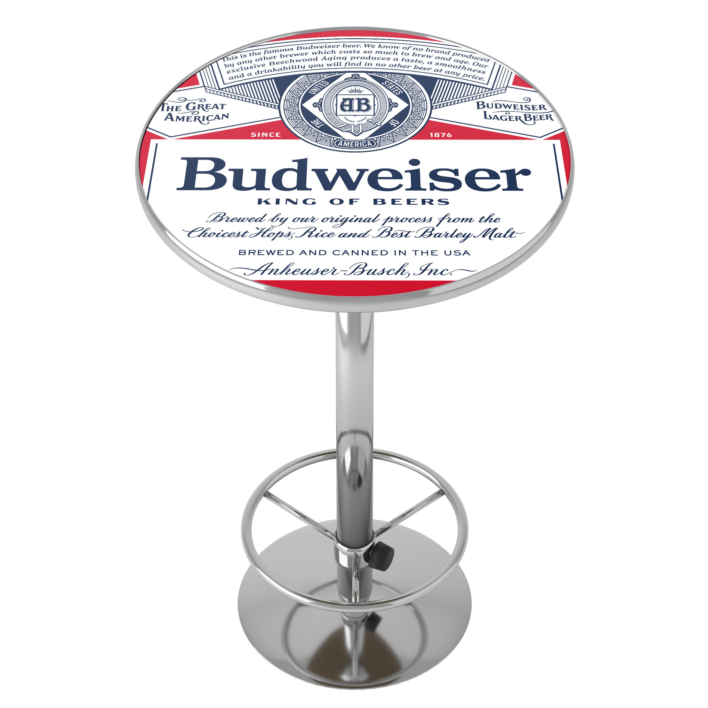 Trademark Global Budweiser Label Design Bar Table with Footrest ...