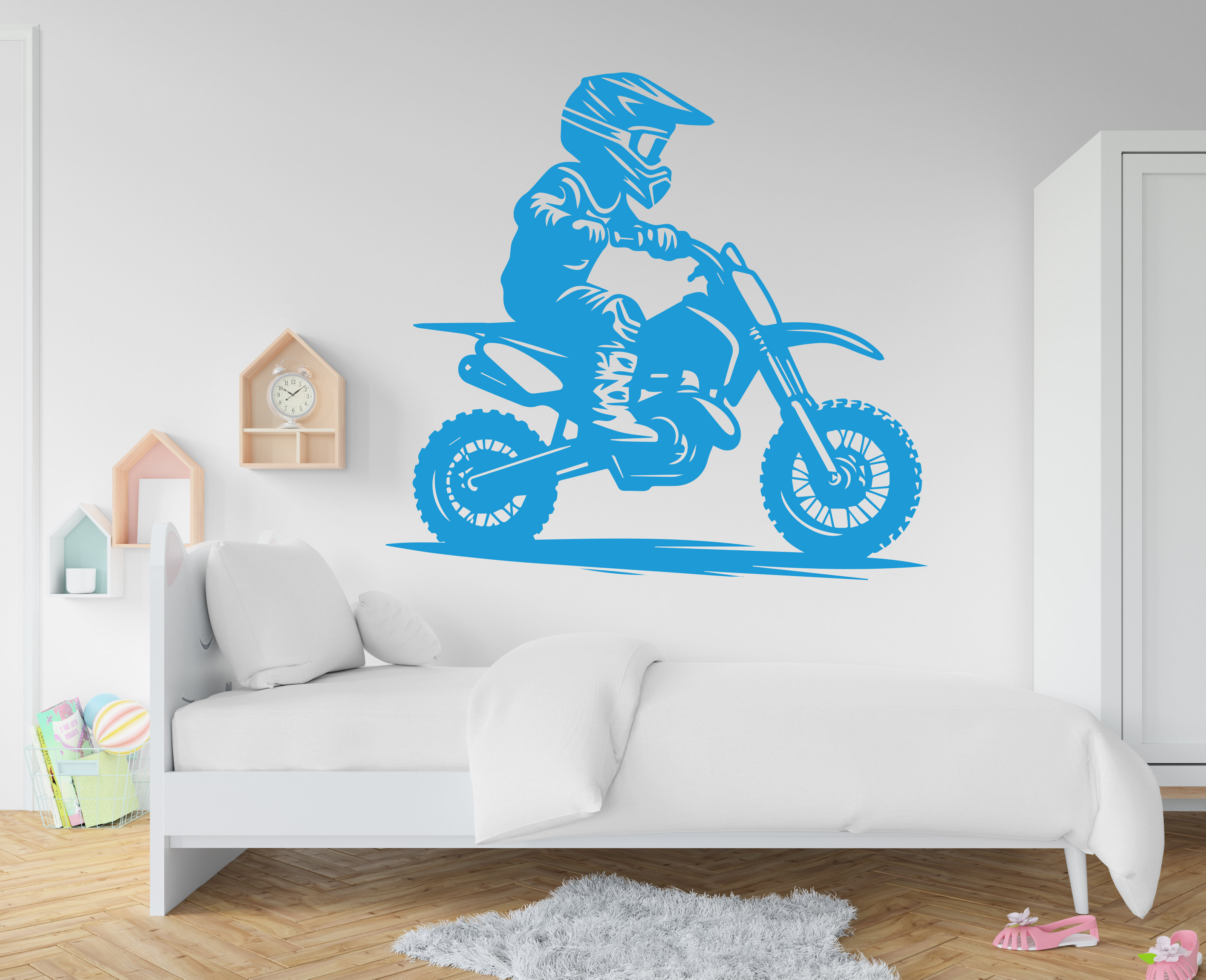 Williston Forge Motocross Boy Wall Decal Dirt Bike Rider Wall Sticker ...
