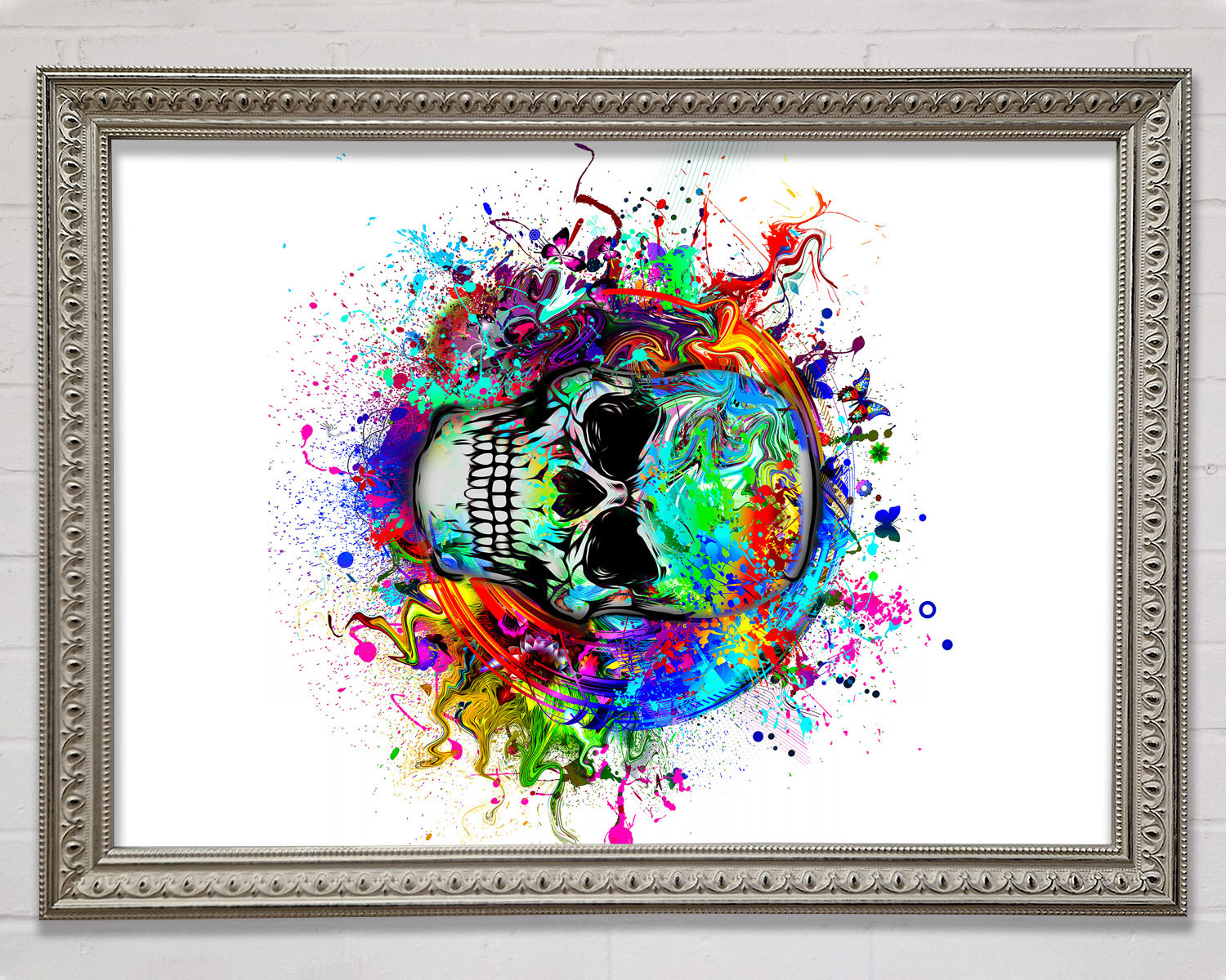Happy Larry Skull Splash Framed Print Wall Art | Wayfair.co.uk