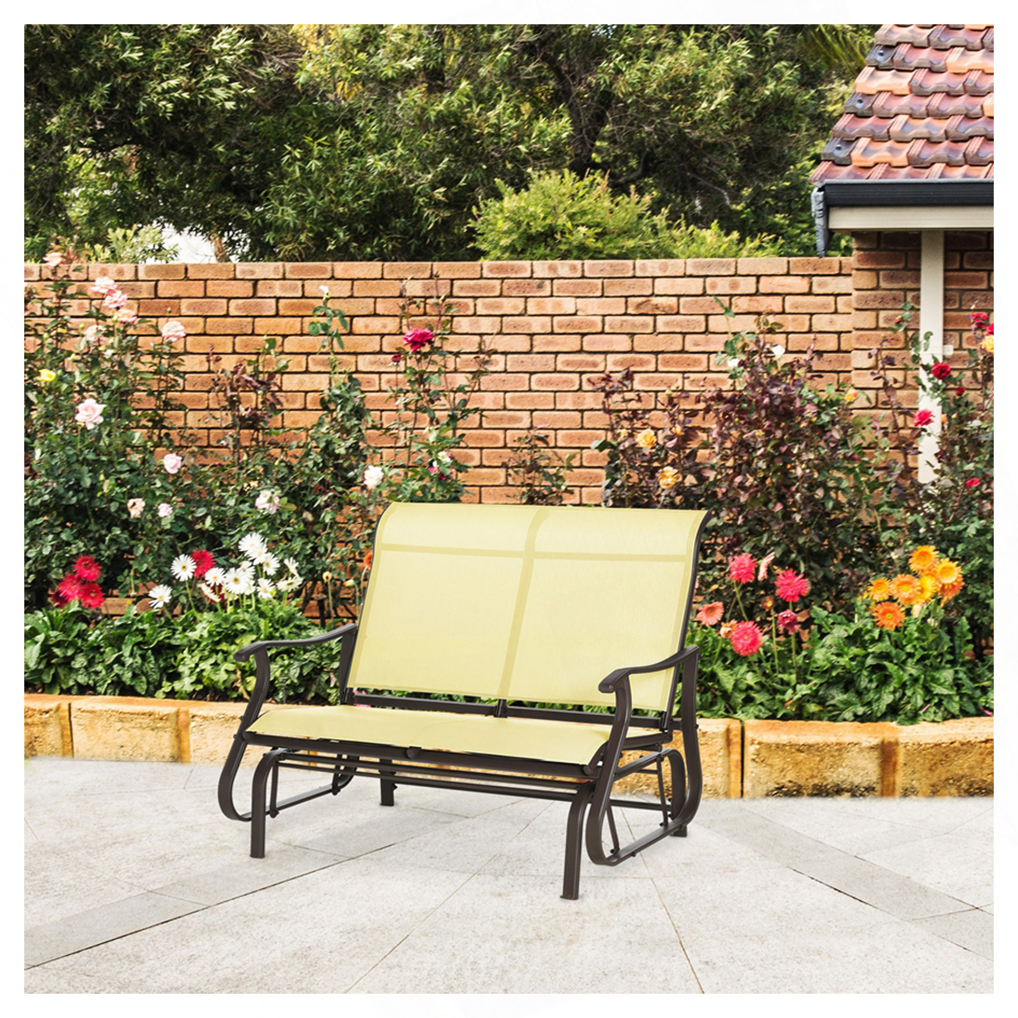 Ebern Designs Outsunny 2-Person Outdoor Glider Bench,Patio Glider ...