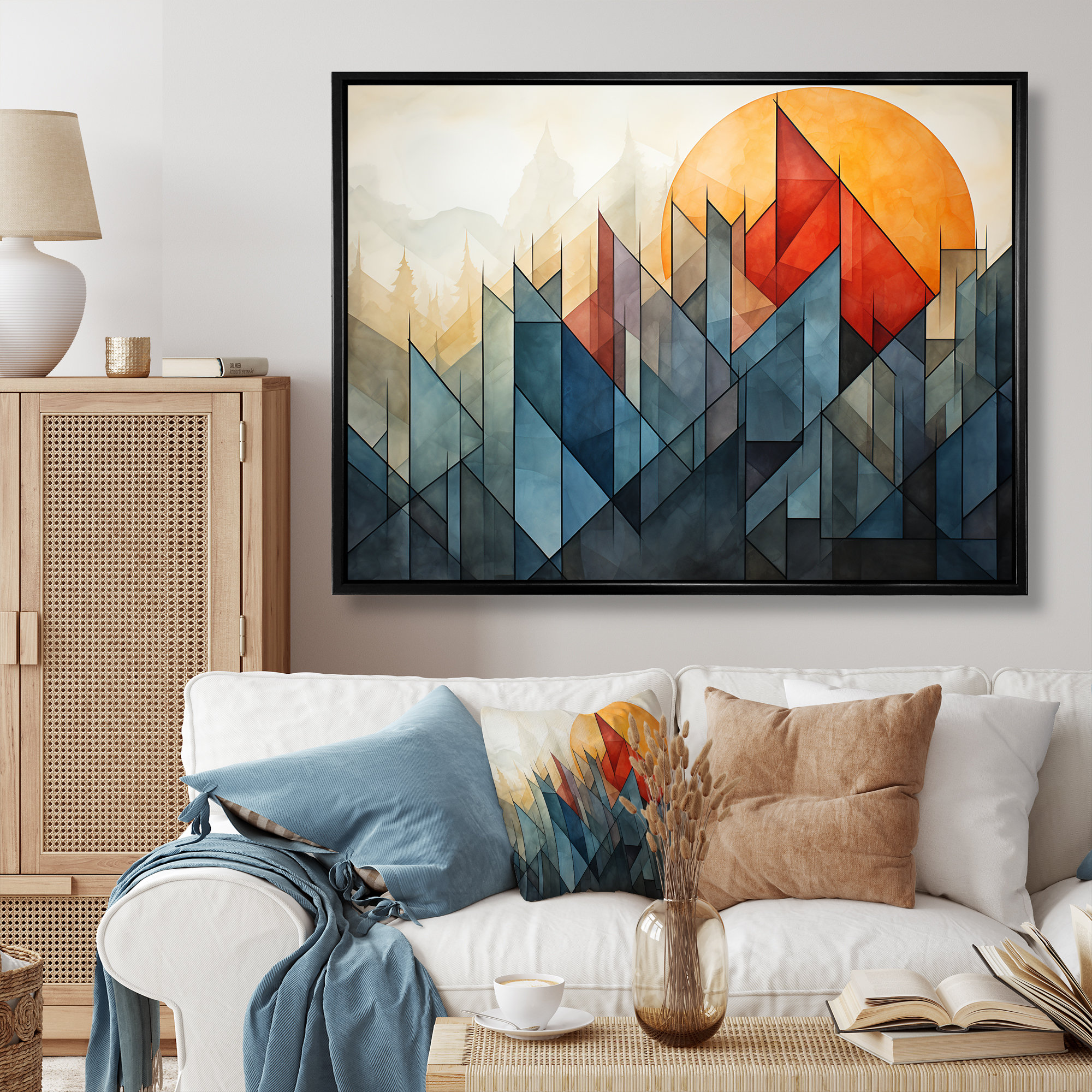 Wrought Studio™ Orange And Green Abstract Mountain Landscape - Abstract ...