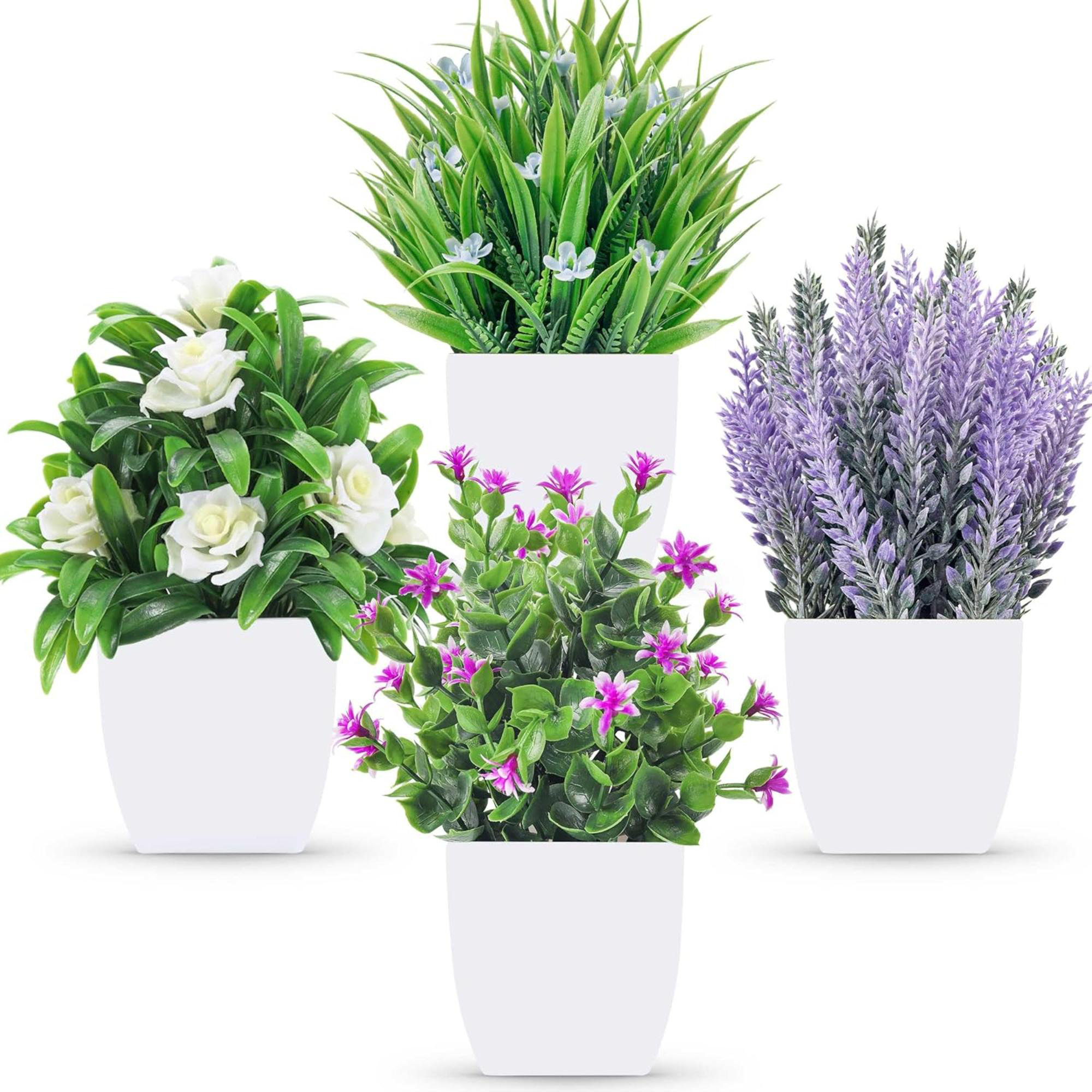 Ebern Designs 4 Pack Fake Plants Artificial Potted Faux Plants With ...
