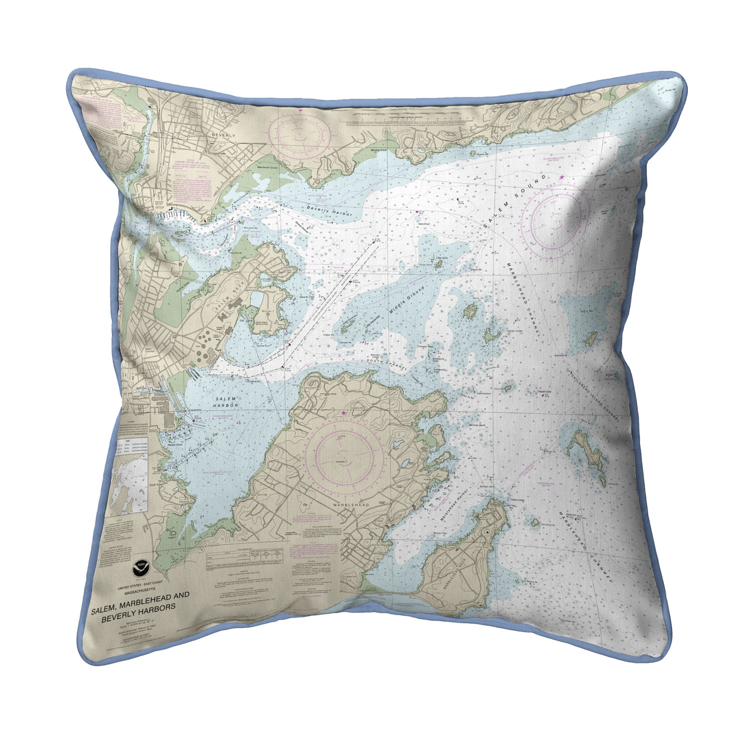 Betsy Drake Interiors Nautical Map Marblehead and Beverly Harbors MA ...
