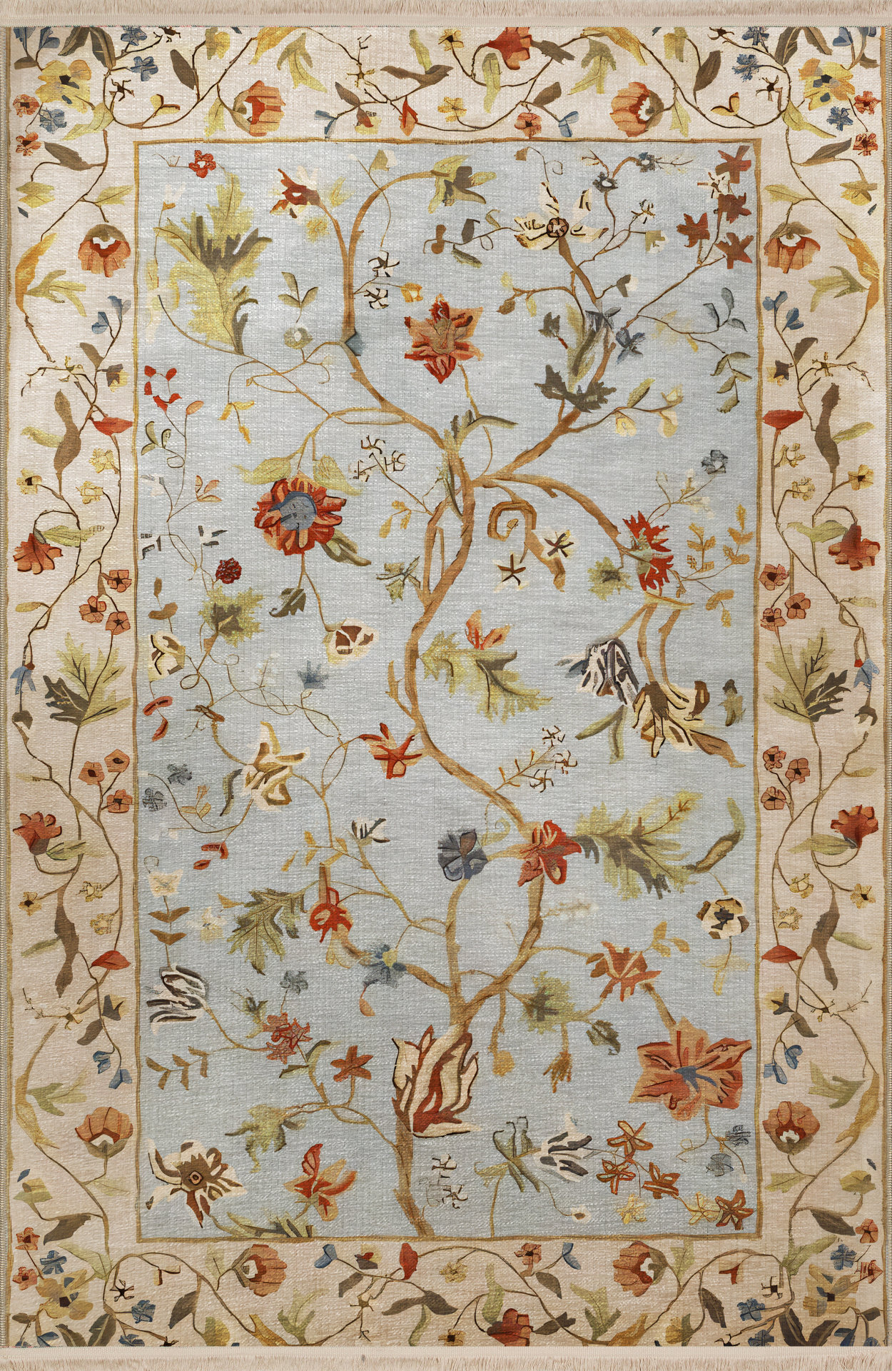 Hokku Designs Blue Themed Multi-Colored Floral Vine Patterned Fringed ...