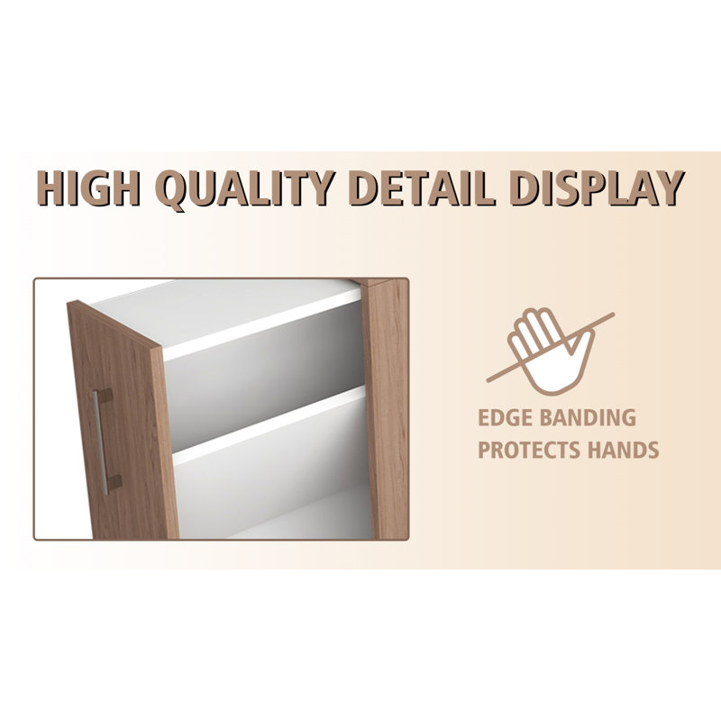 Latitude Run® Sliding Door Shoe Rack Shoe Cabinet with Hidden Shoe Rack ...