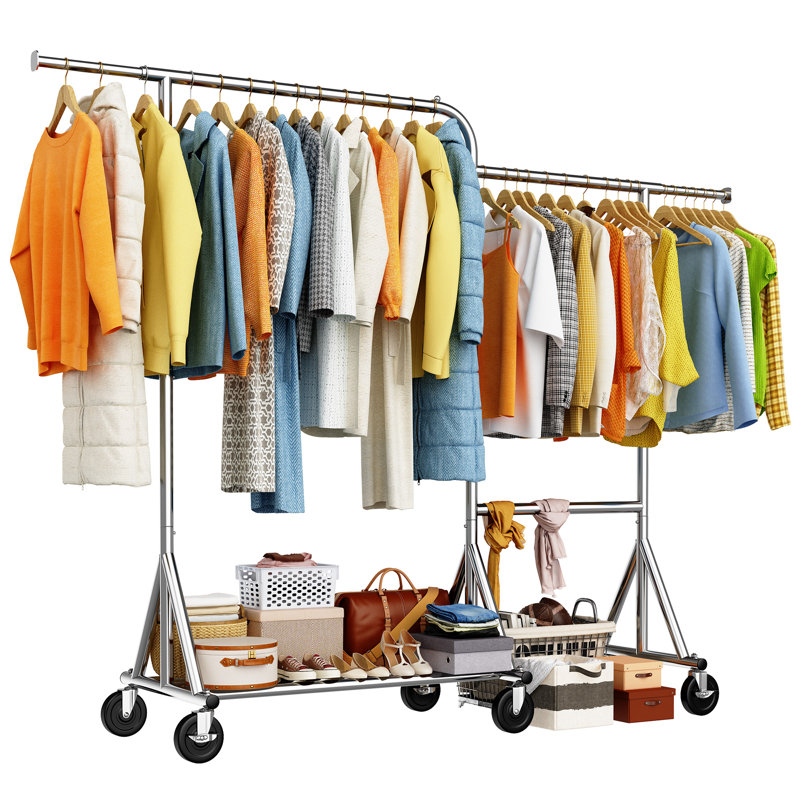Rebrilliant Rilen Adjustable Rolling Clothing Rack | Wayfair