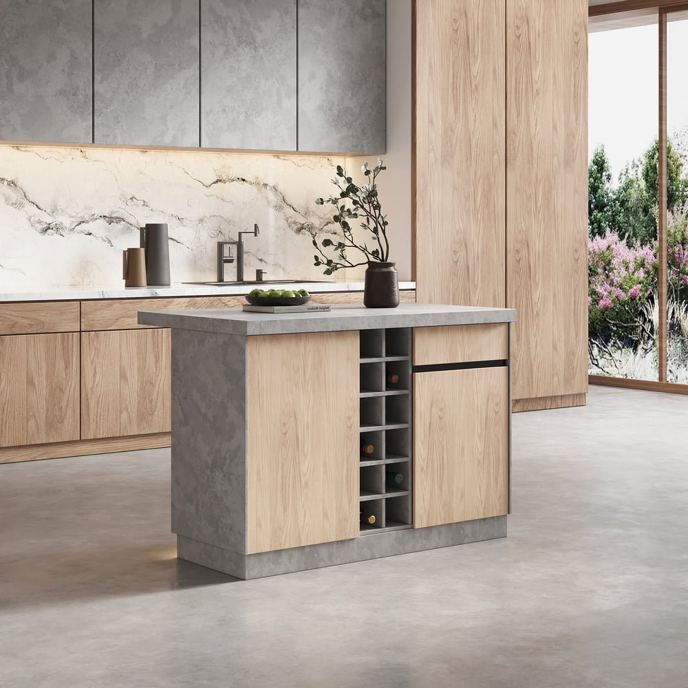 Hokku Designs 50" Japandi Style Kitchen Island With Multi-Storage And ...