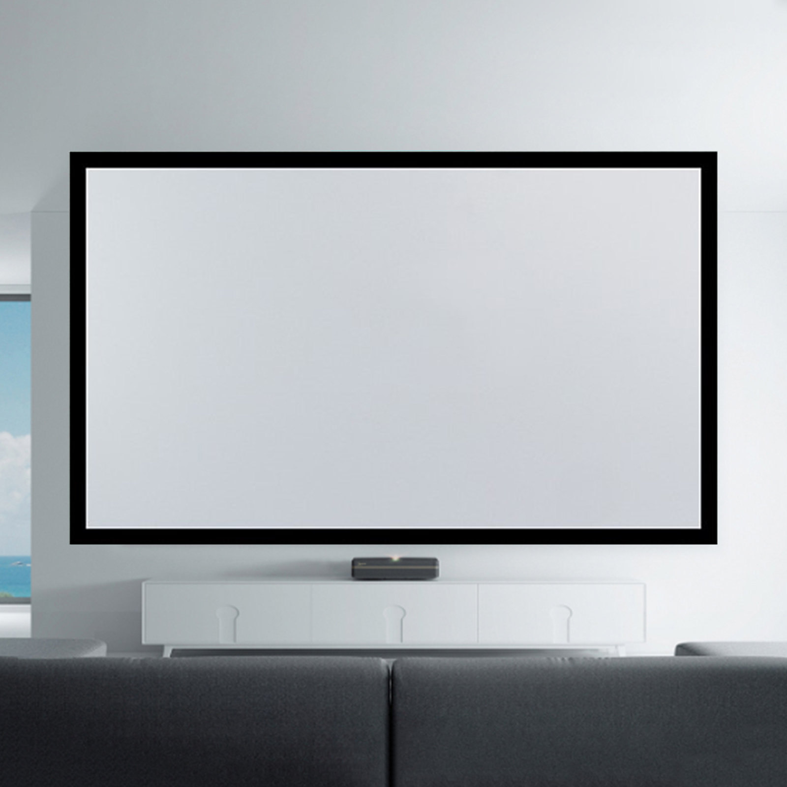 DENFER 130" Fixed Aluminum Frame Projector Screen 16:9 HD Home Theatre ...