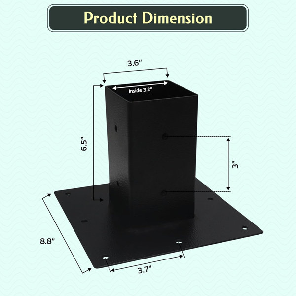 Febtech - 4 X 4 Post Base - Heavy Duty Carbon Steel 4X4 Post Base For ...