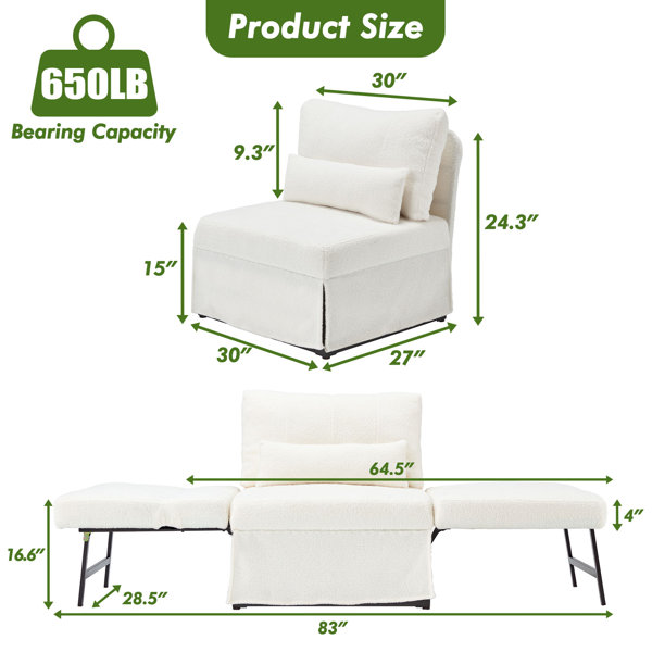 George Oliver 4-In-1 Convertible Sleeper Chair Bed & Reviews | Wayfair