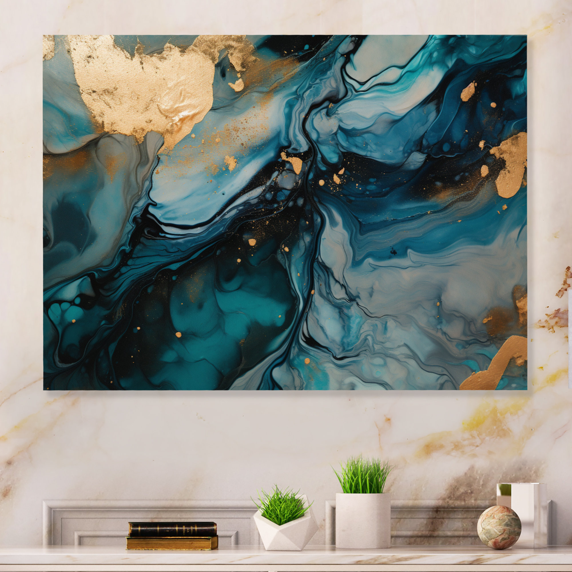 Ivy Bronx Exploring The Depths Of Blue Gold Geode I On Metal Graphic ...