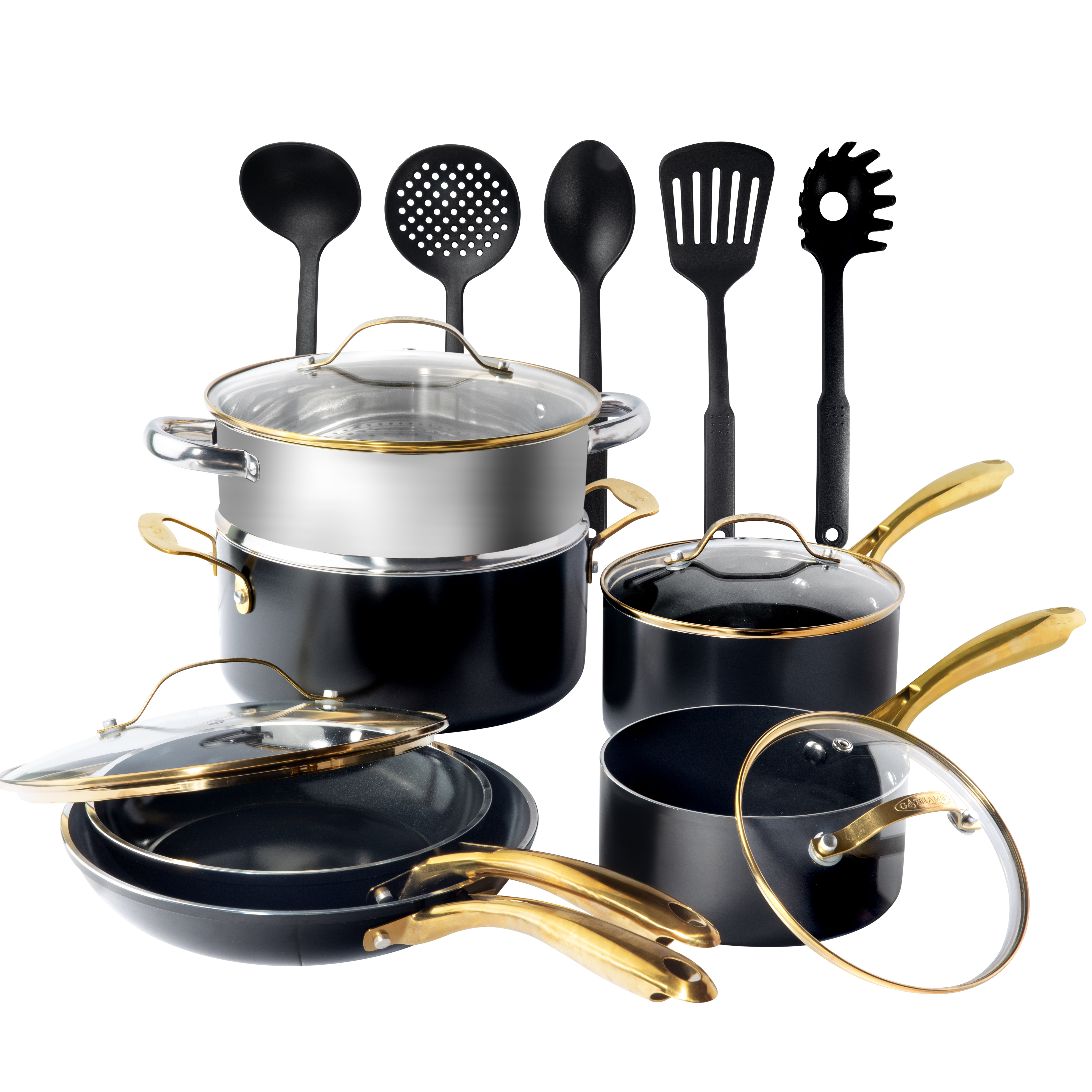 Gotham Steel Black 15 Piece Ultra Nonstick Ceramic Cookware and ...
