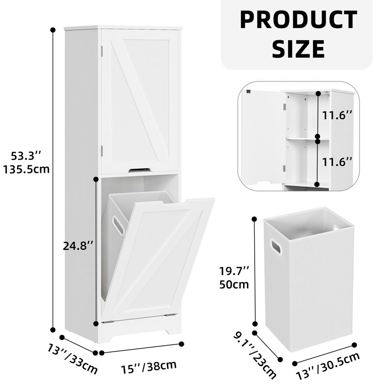 Rebrilliant Noraleigh 53'' H Tilt Out Laundry Hamper with Adjustable ...