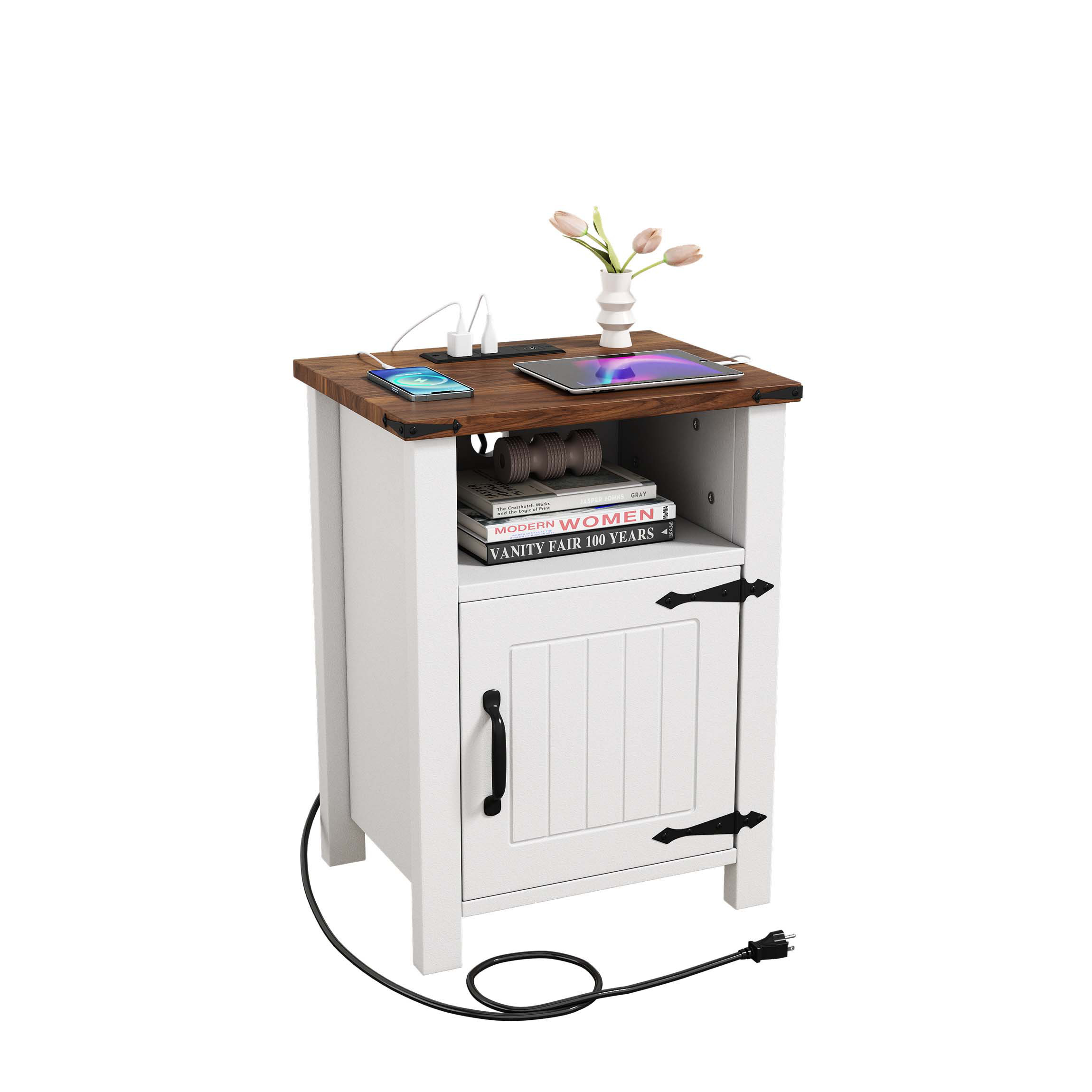 Gracie Oaks Night Stand USB Type C Port Modern Couch End Table Side ...