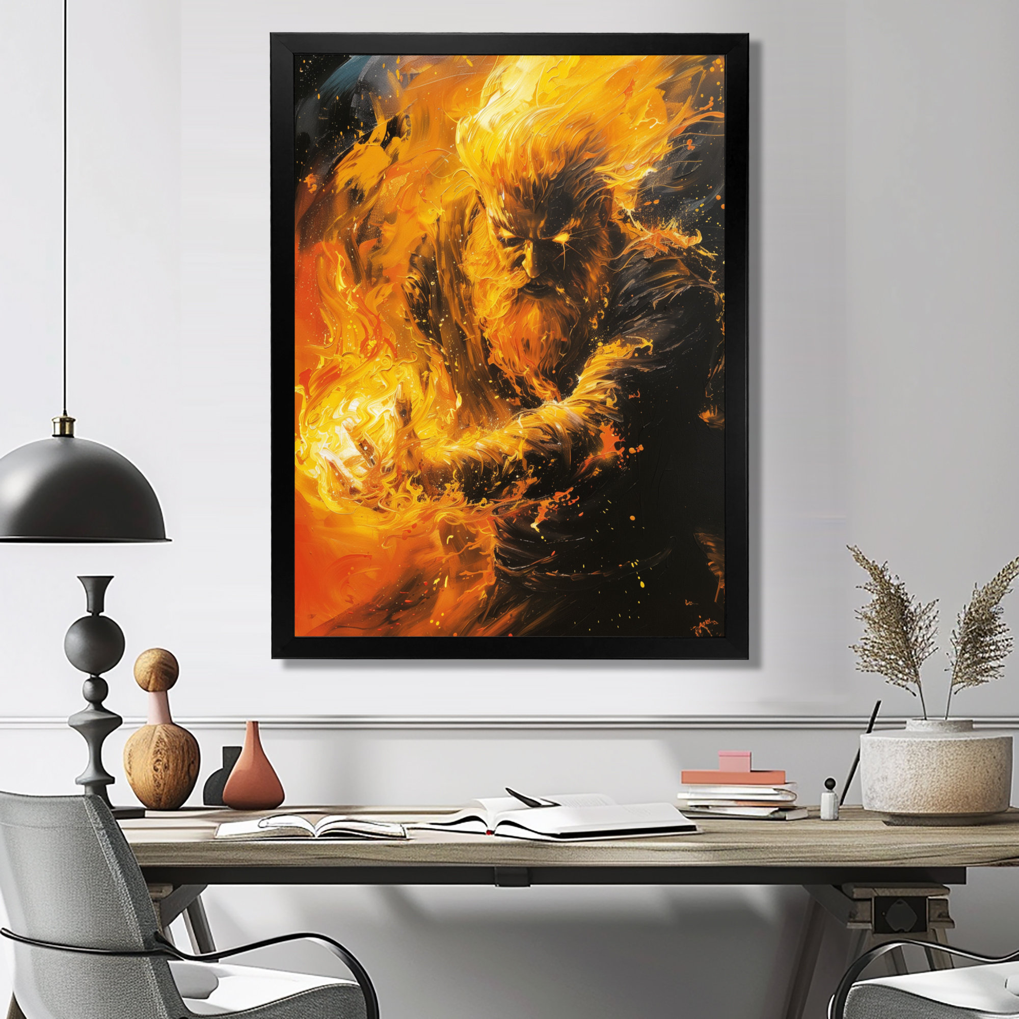 Trinx Yellow Fire Giant Monster - Giants Wall Art | Wayfair