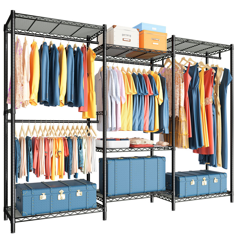 Rebrilliant Manogna 77" Clothing Rack Portable Clothes Hanging Rack ...