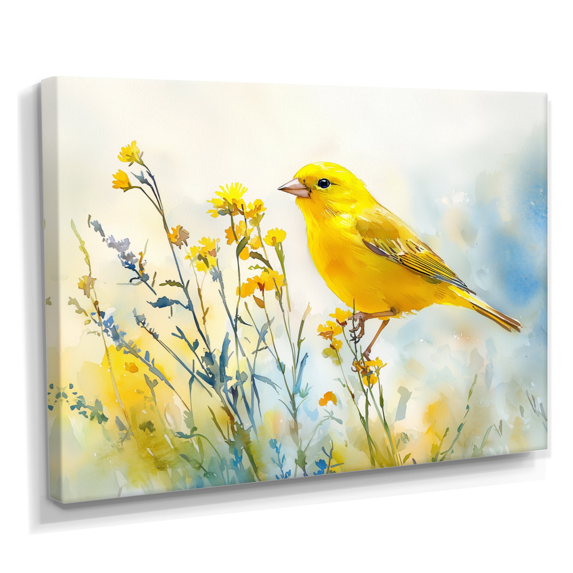 Lark Manor™ Finch Bird On A Wildflower Stem II - Bird Framed Canvas ...