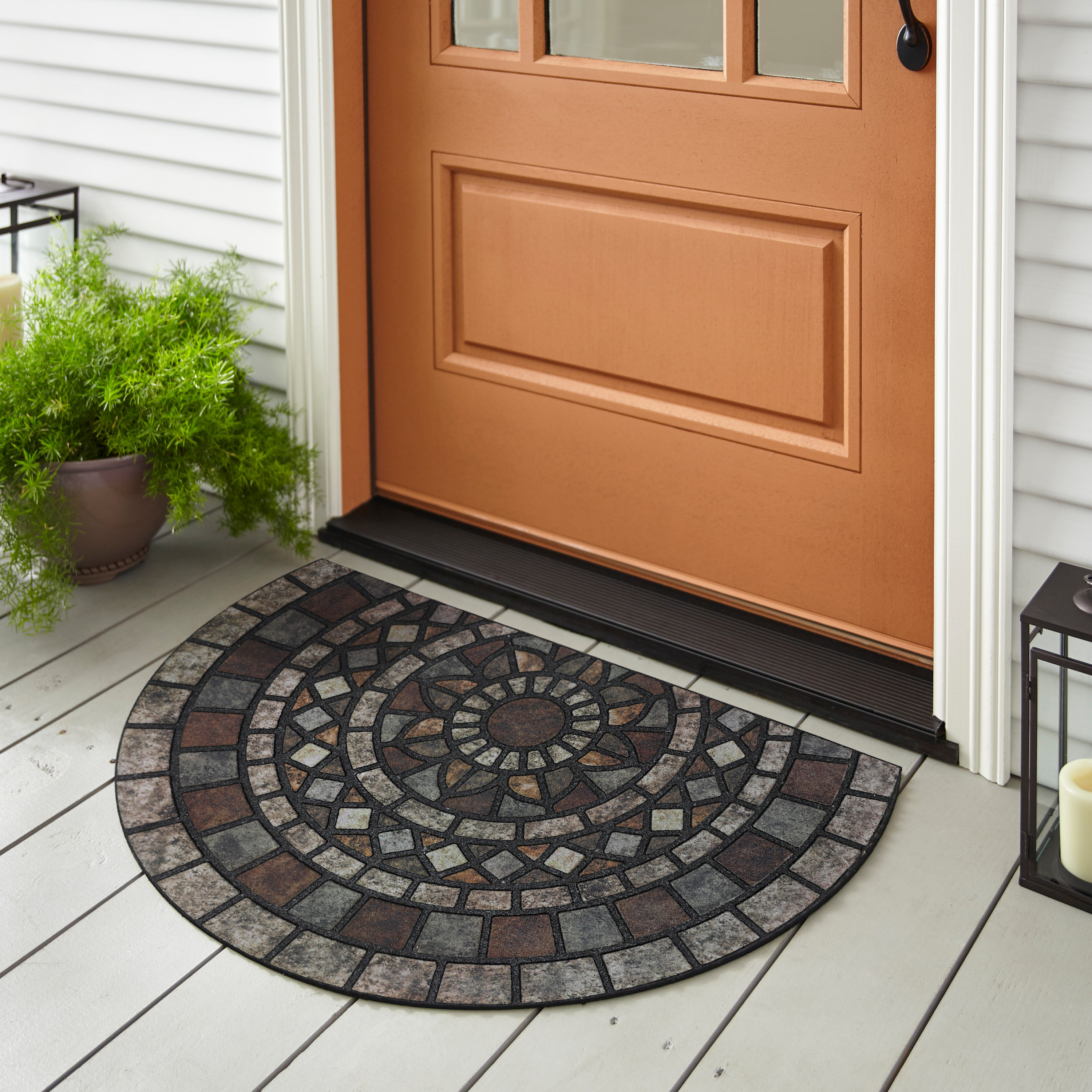 Lark Manor™ Andricka Geometric Tiled Medallion Recycled Rubber All ...