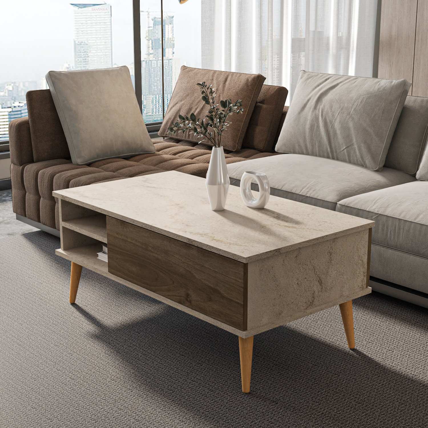 George Oliver Como 43 Inch Wide Coffee Table | Wayfair