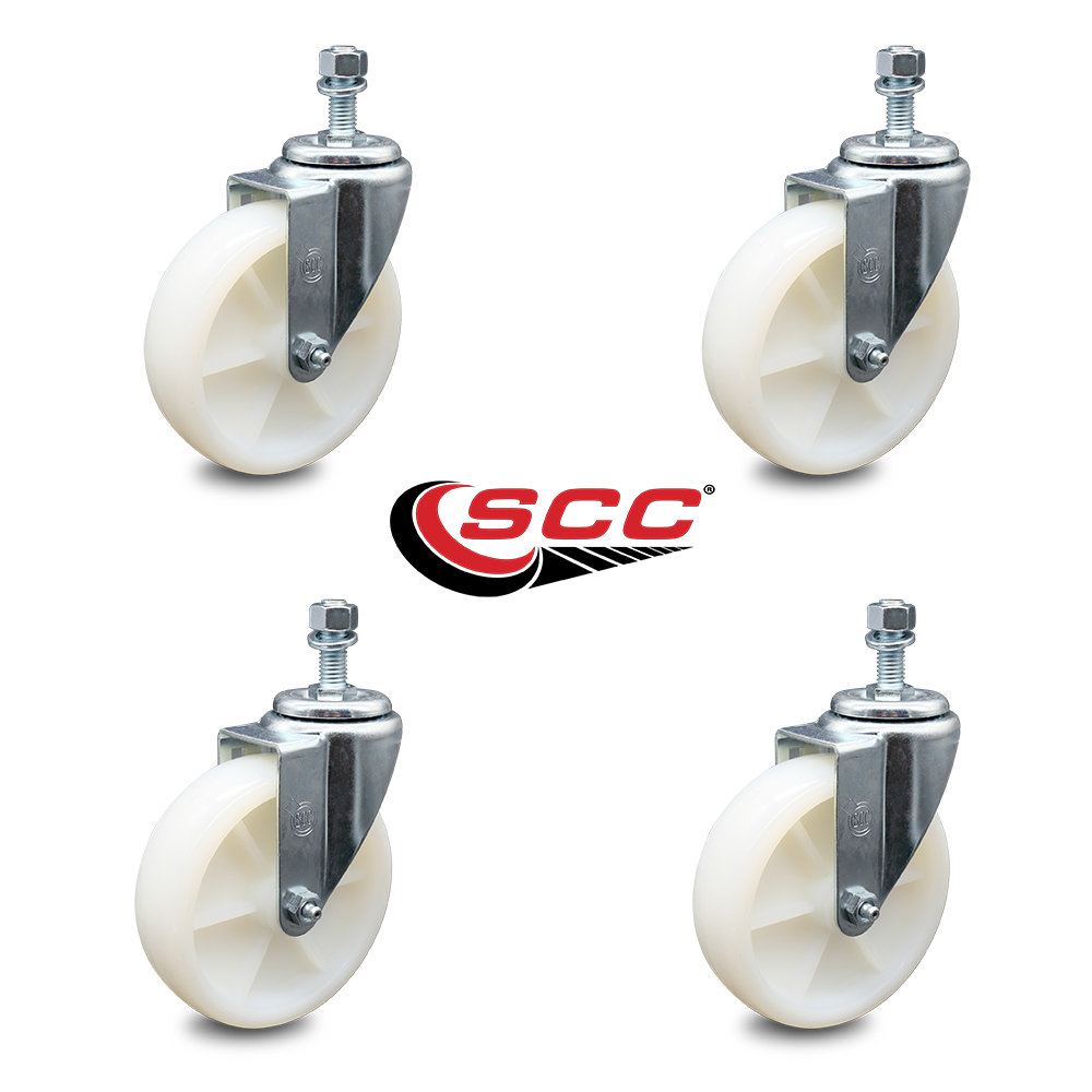 Service Caster Wheel Swivel 10mm Threaded Stem Caster Set 2 Brakes SCC ...