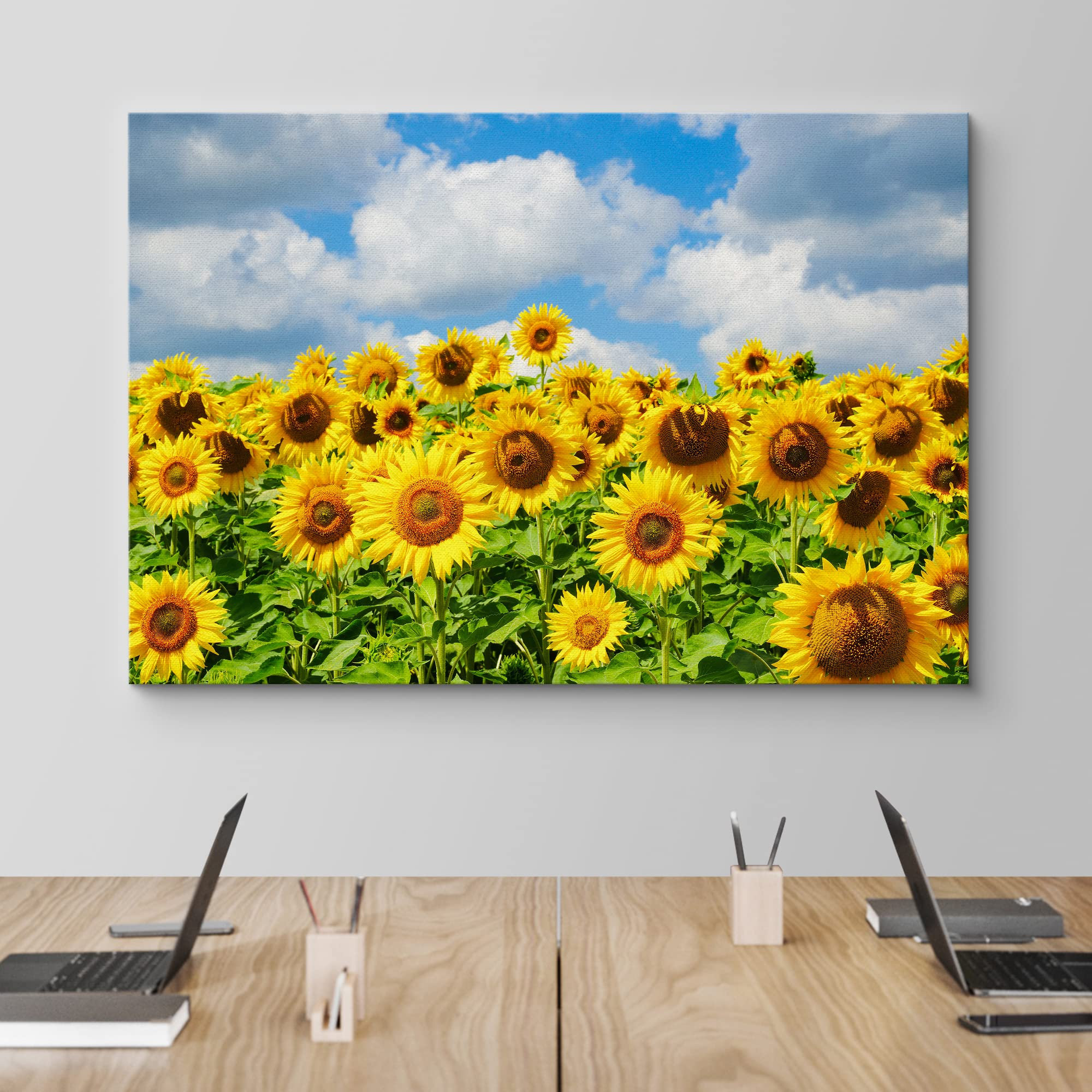 IDEA4WALL " Cloudy Summer Sunflower Field " on - Wayfair Canada
