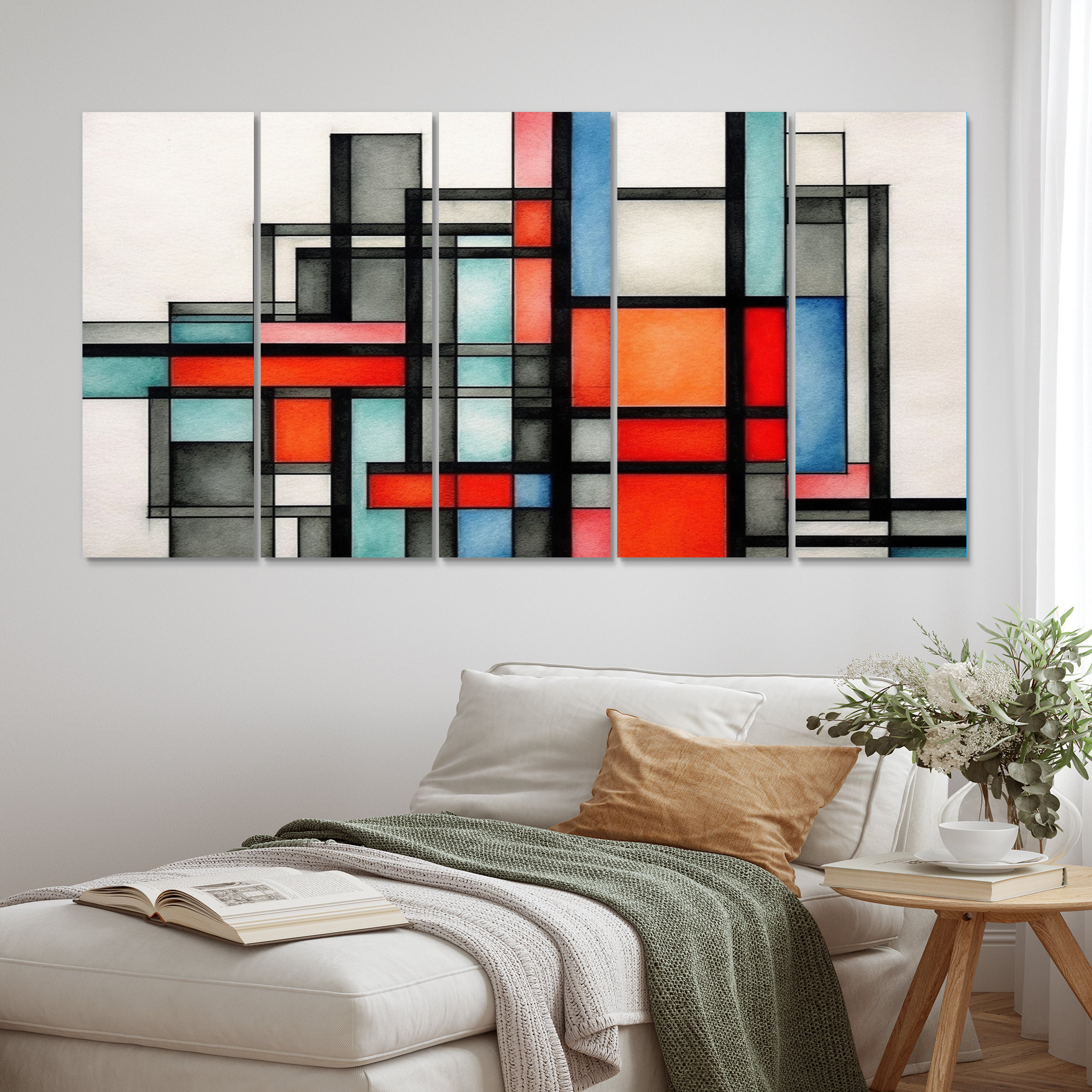 Ivy Bronx Orange And Grey Exploring Dimensions - Abstract Shapes Wall ...