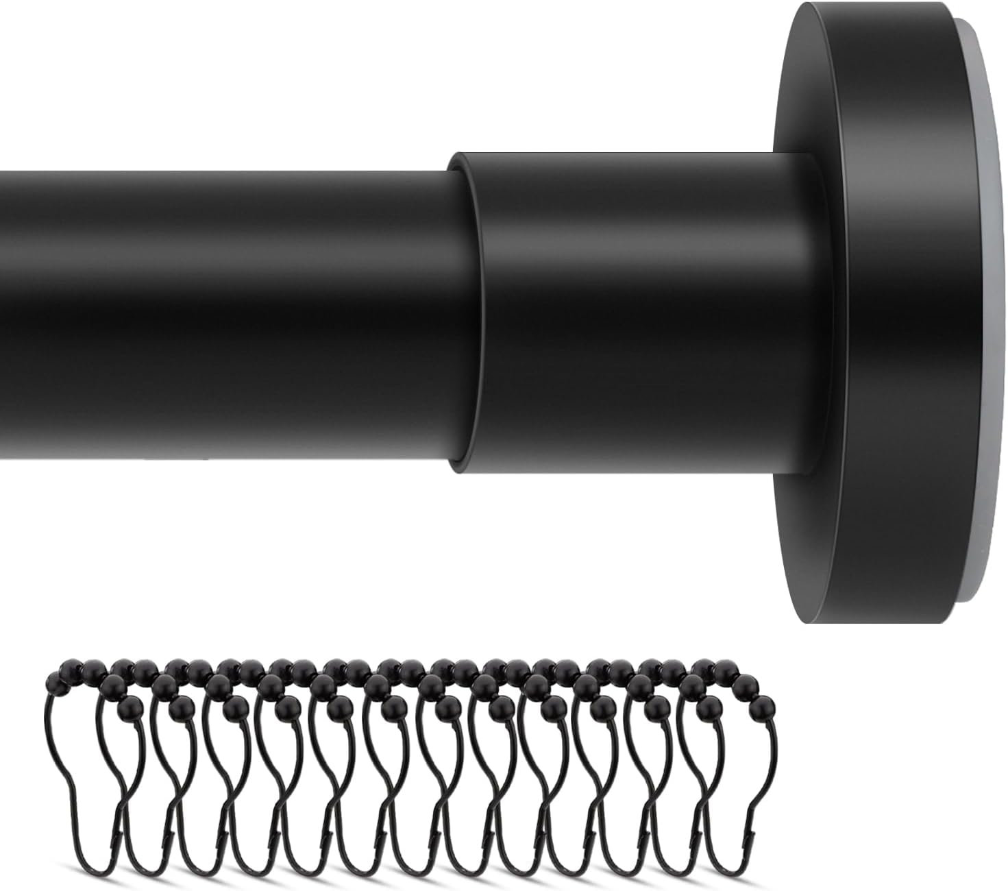 Expeez 80'' Rectangle Tension Mounted Shower Curtain Rod & Hook Set ...