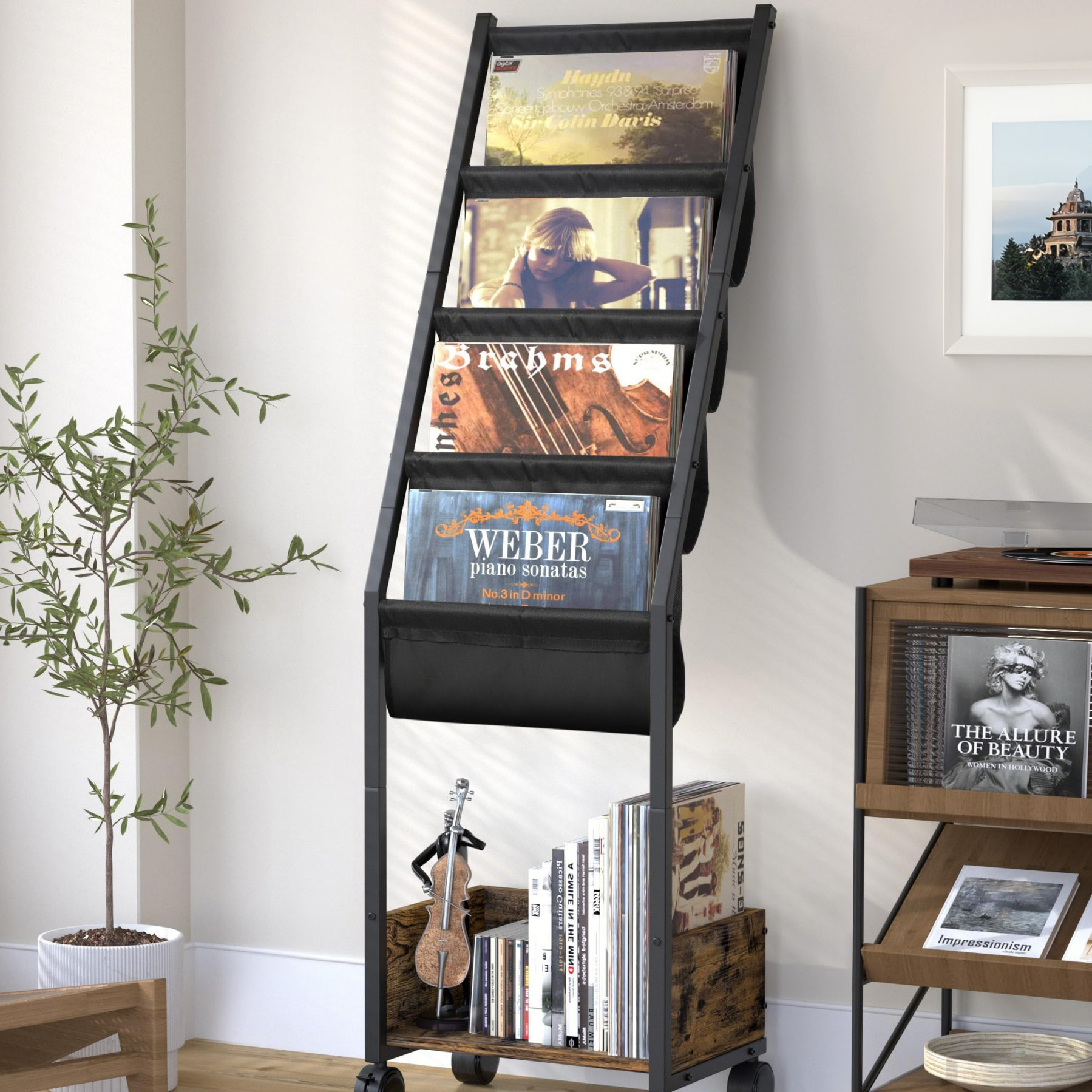 17 Stories 4-Tier Vinyl Record Storage Stand - Mobile Display Shelf ...