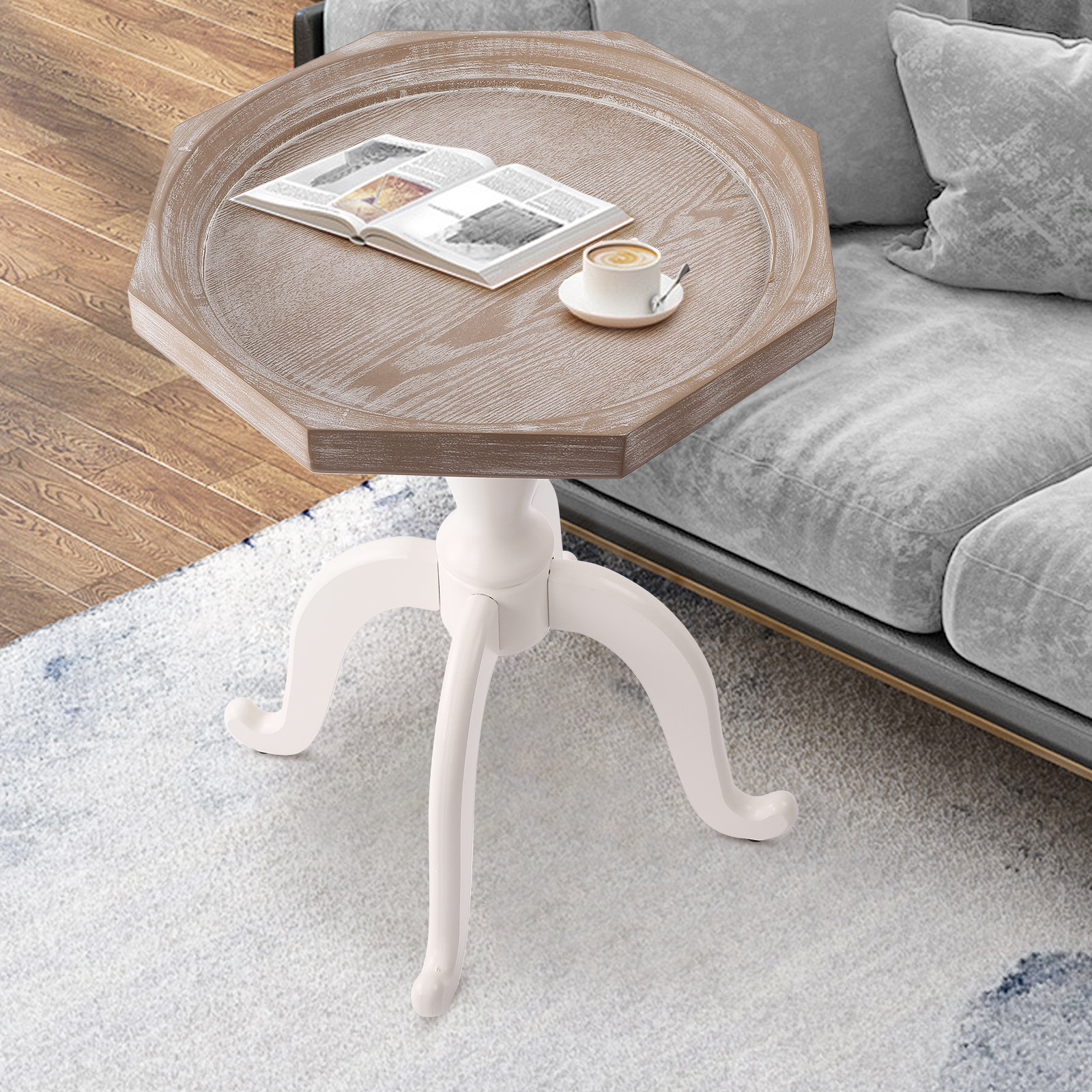 One Allium Way® 24.6" Solid Wood Octagonal Tray Top End Table - Wayfair ...