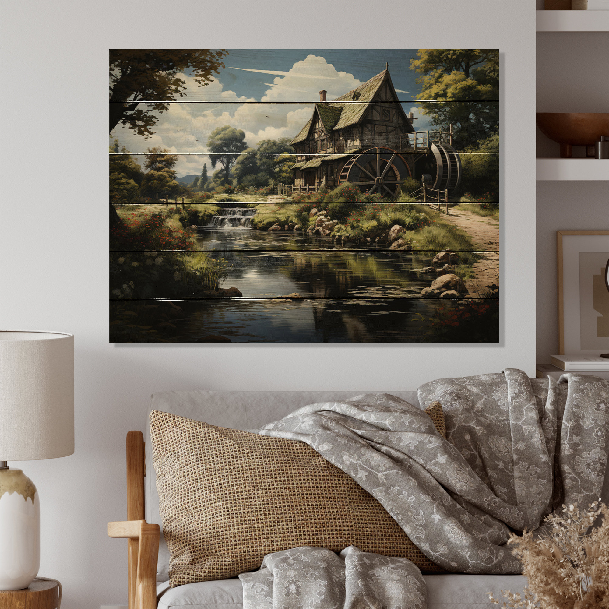 Red Barrel Studio Green Brown Mills Summer Mill Serenity On Wood Print ...